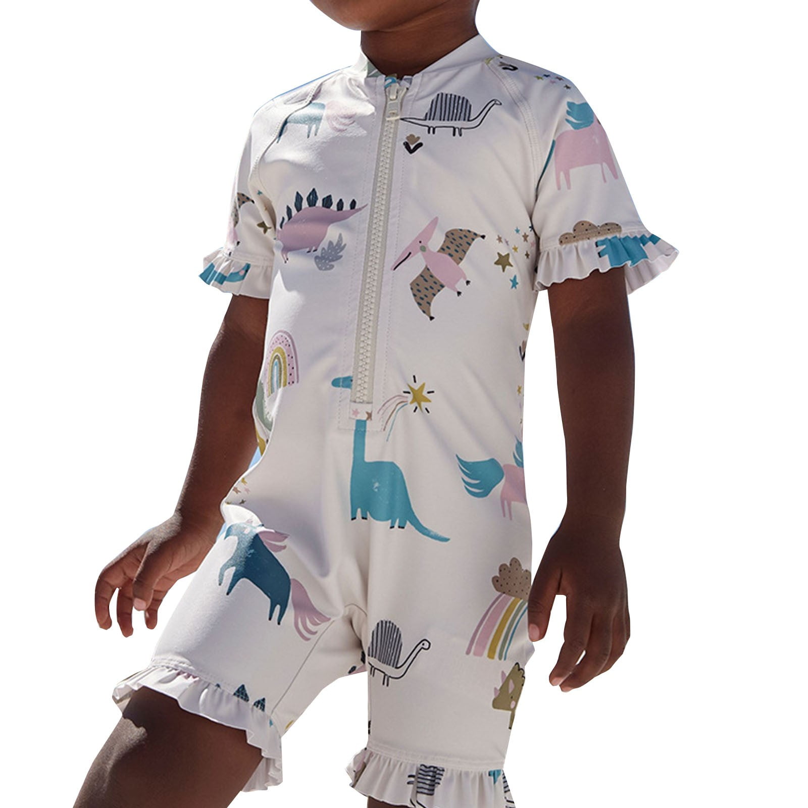 Mercatoo MercatooGirls 𝐎ne-𝐏iece Rash Guard Swimsuit Floral Short ...