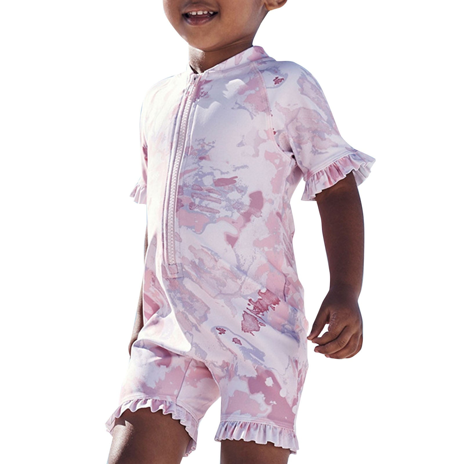 Mercatoo MercatooGirls 𝐎ne-𝐏iece Rash Guard Swimsuit Floral Short ...