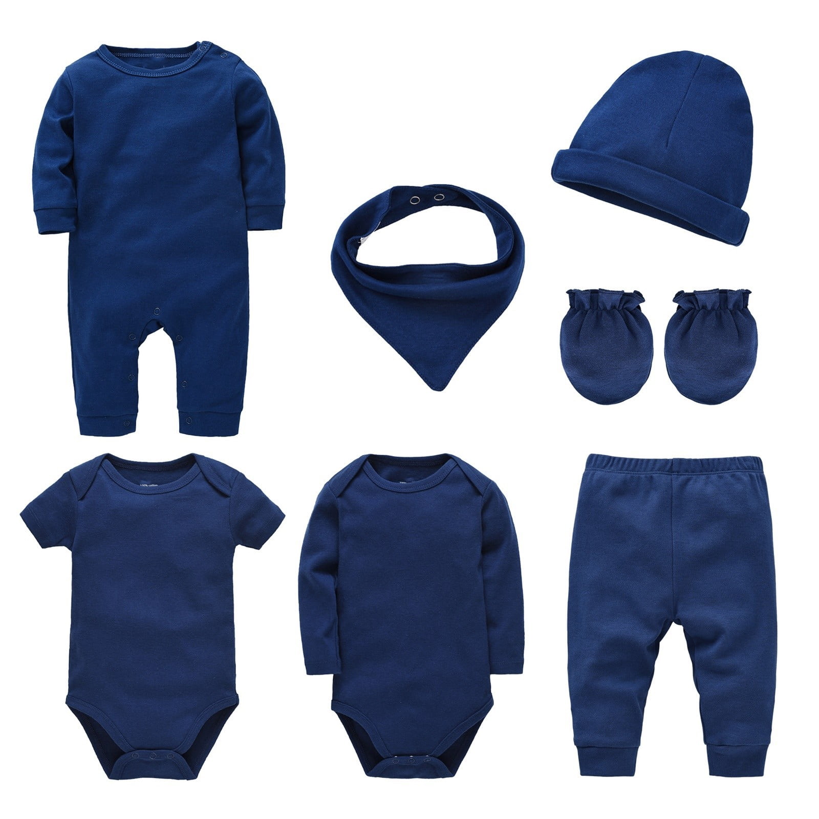 Mercatoo Newborn Clothes & Accessories Set 7 Pack Baby Boy Girl 𝐋ayette ...