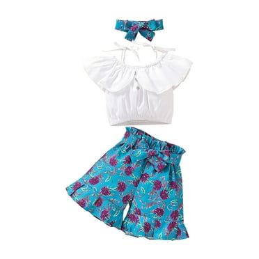XIAXAIXU Toddler Kids Baby Girl Clothes Vest T-Shirt Tops+Flower Shorts Summer Outfits Set ...