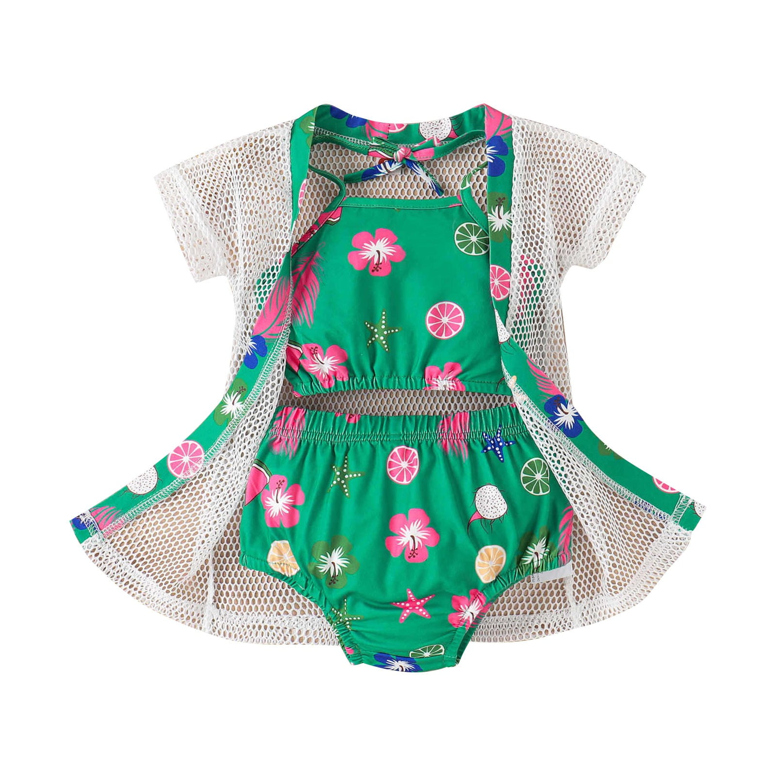 Mercatoo Toddler Baby Girl Swimsuit Mesh Smock Coat Bikini 3Pcs Kids ...