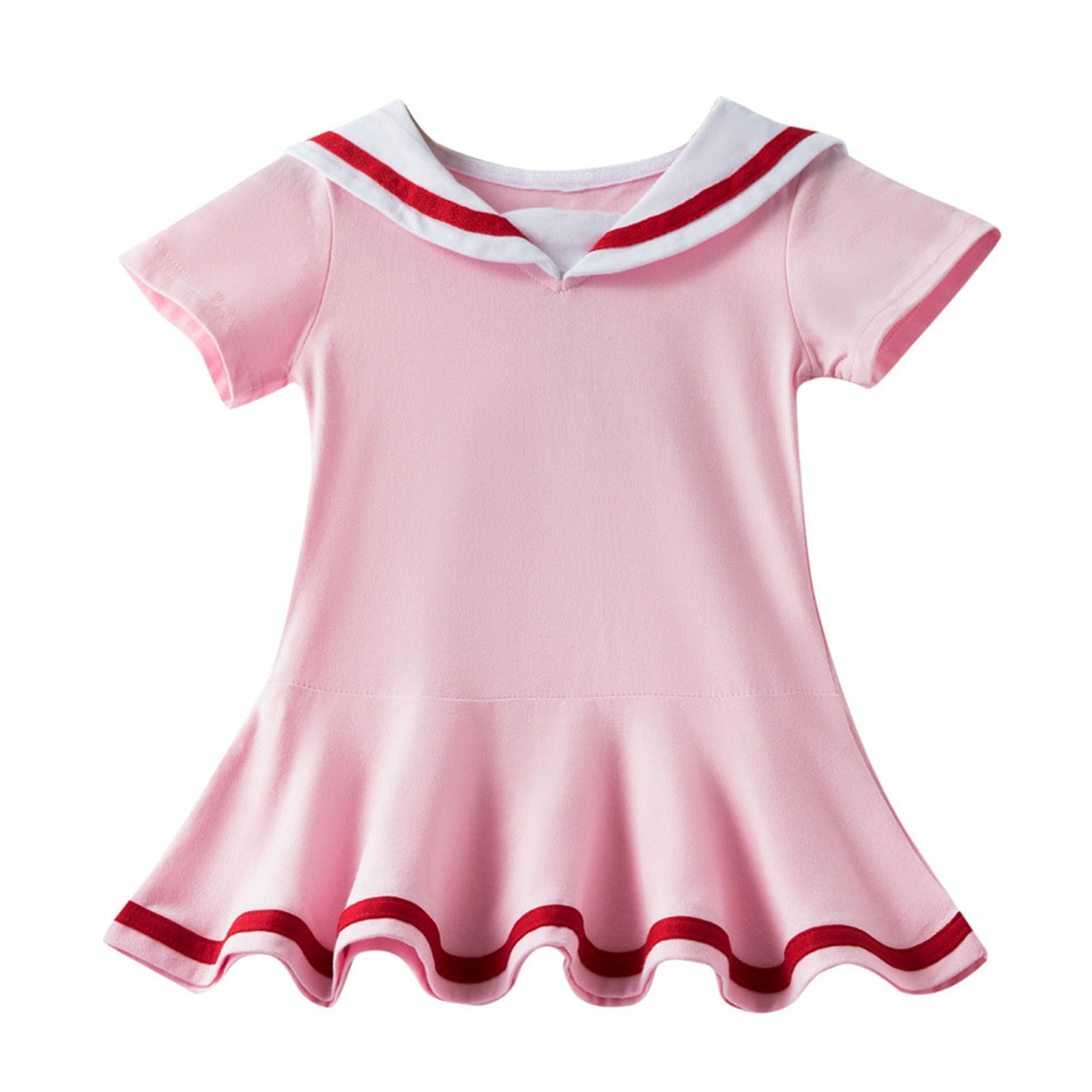 Mercatoo Toddler Girl Summer Dress Short Sleeve Color Ruffle V-Neck ...
