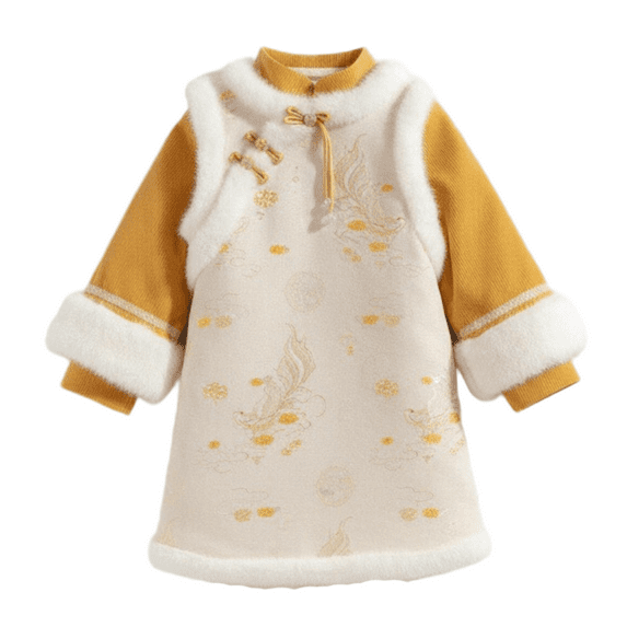 Mercatoo Toddler Girls Cute Cheongsam Dress Fleece Lined Chinese New ...