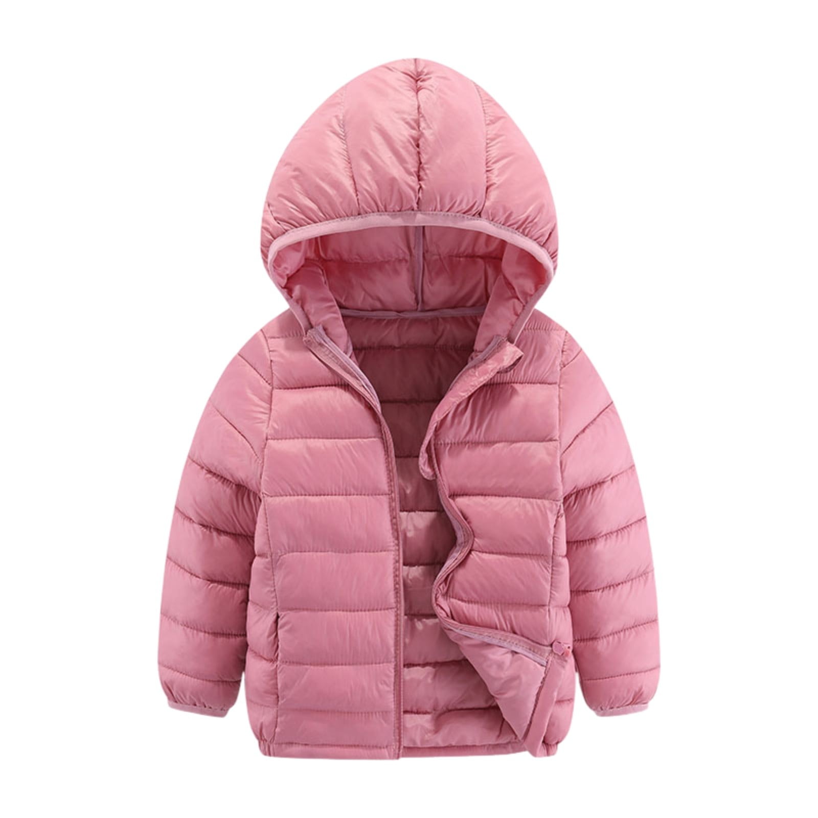 Mercatoo Youth Girls Zipper Puffer Hooded Jacket Lightweight Solid Color Padded Down Coat Warm ...