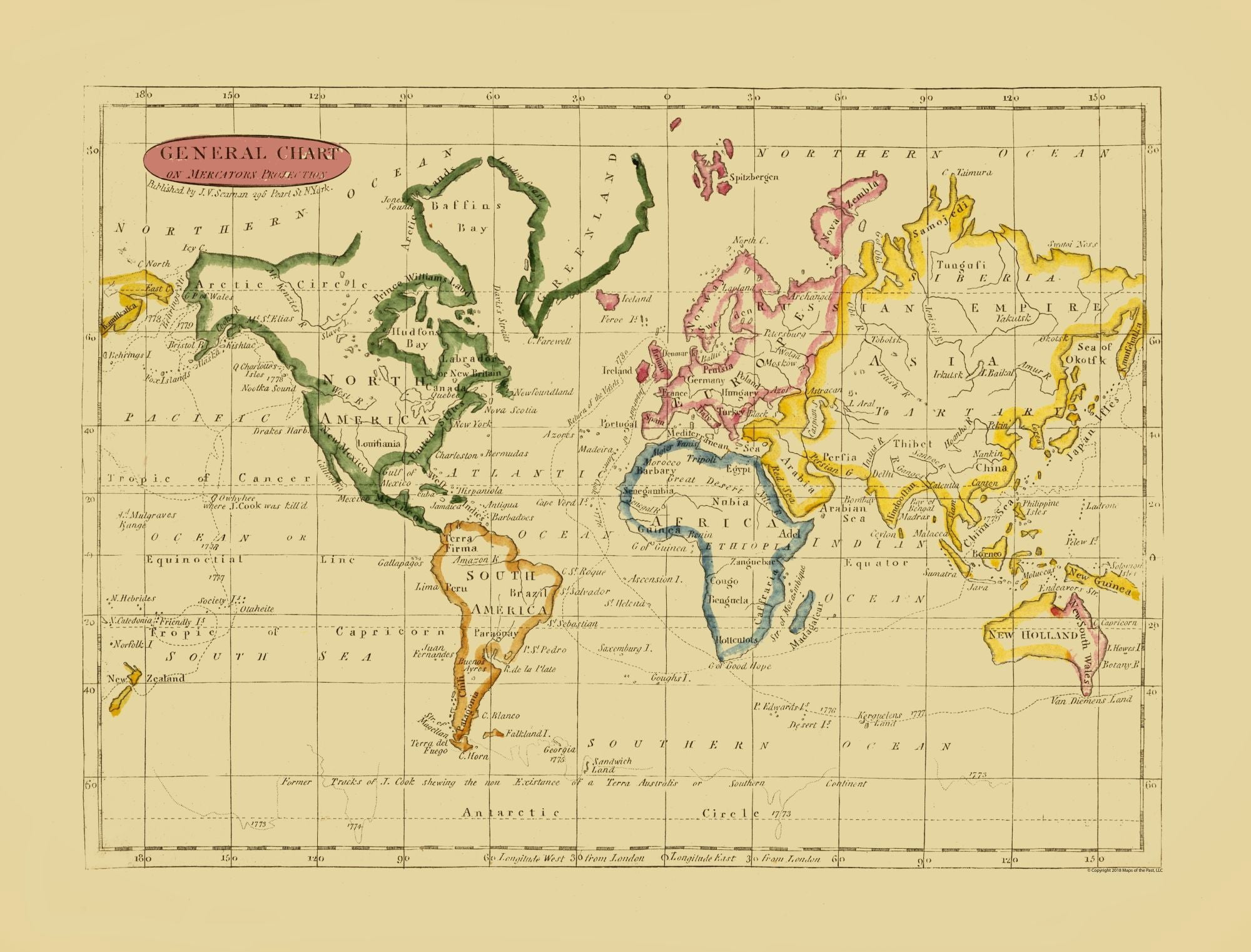 Historic Map - Mercator Projection - Seaman - 30.24 x 23 - Vintage Wall ...