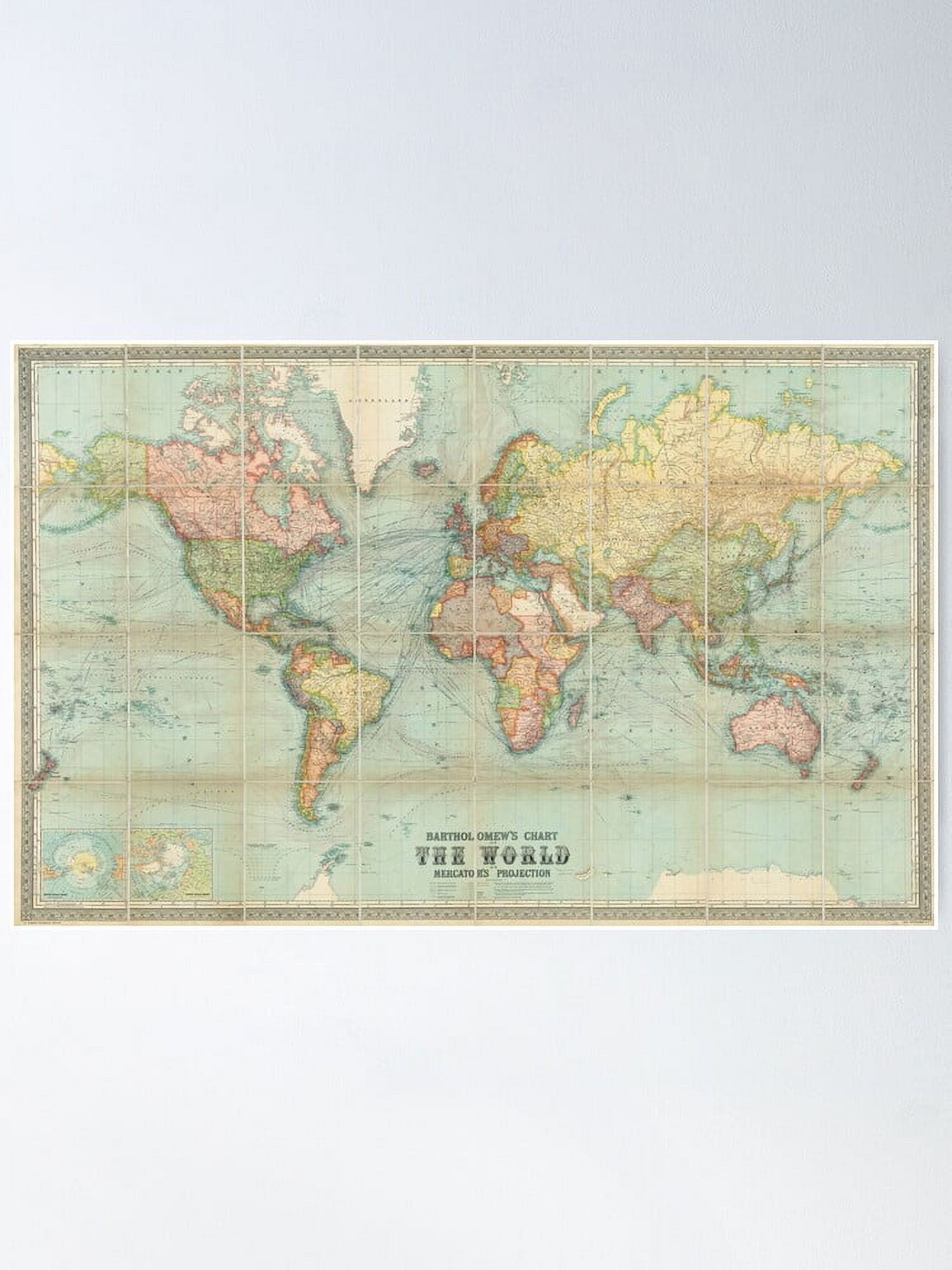 Mercator World Map, Bartholomew chart of the world on Mercator ...
