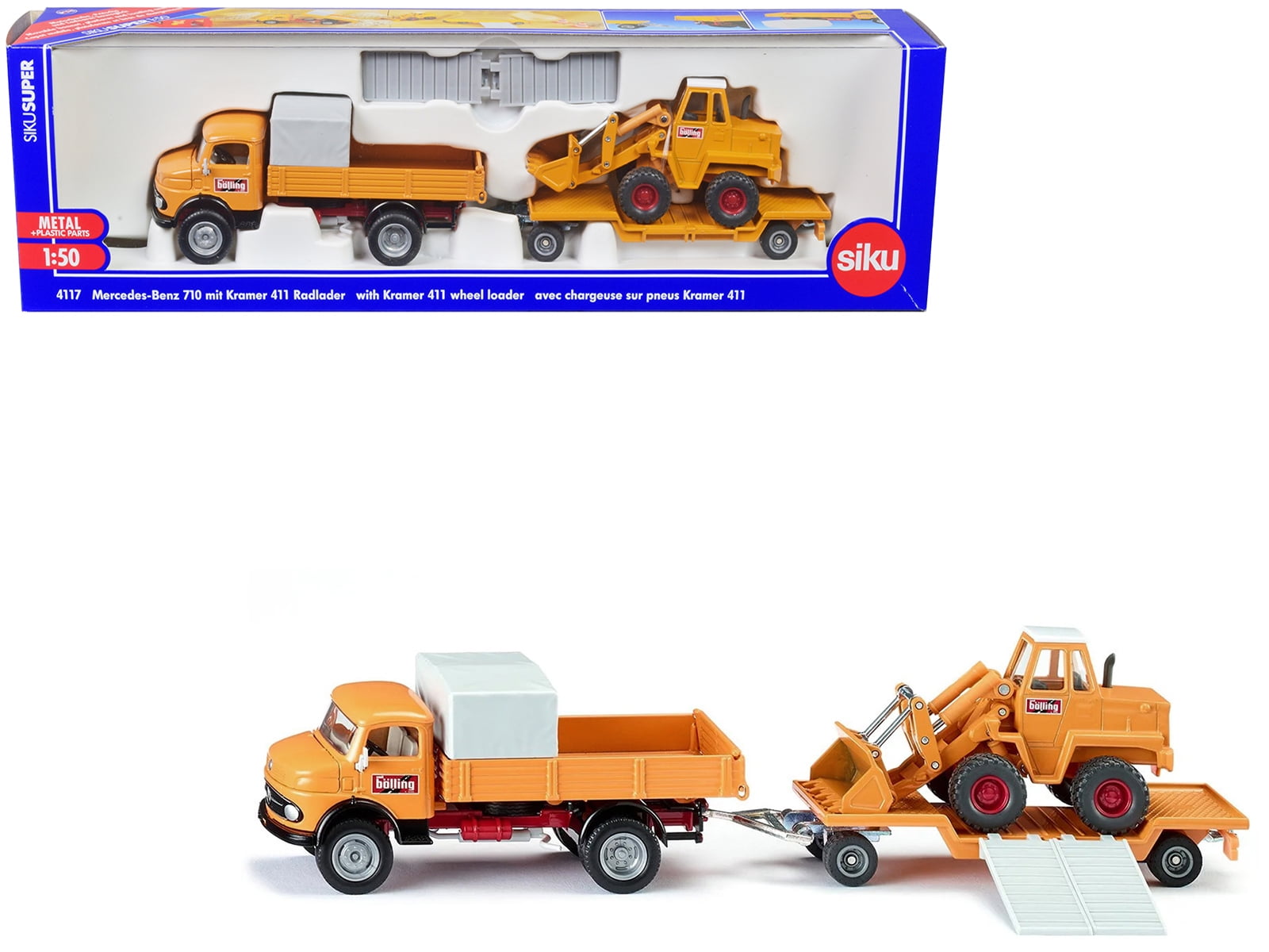 Mercedes-Benz 710 Truck Yellow and Kramer 411 Wheel Loader Yellow with ...