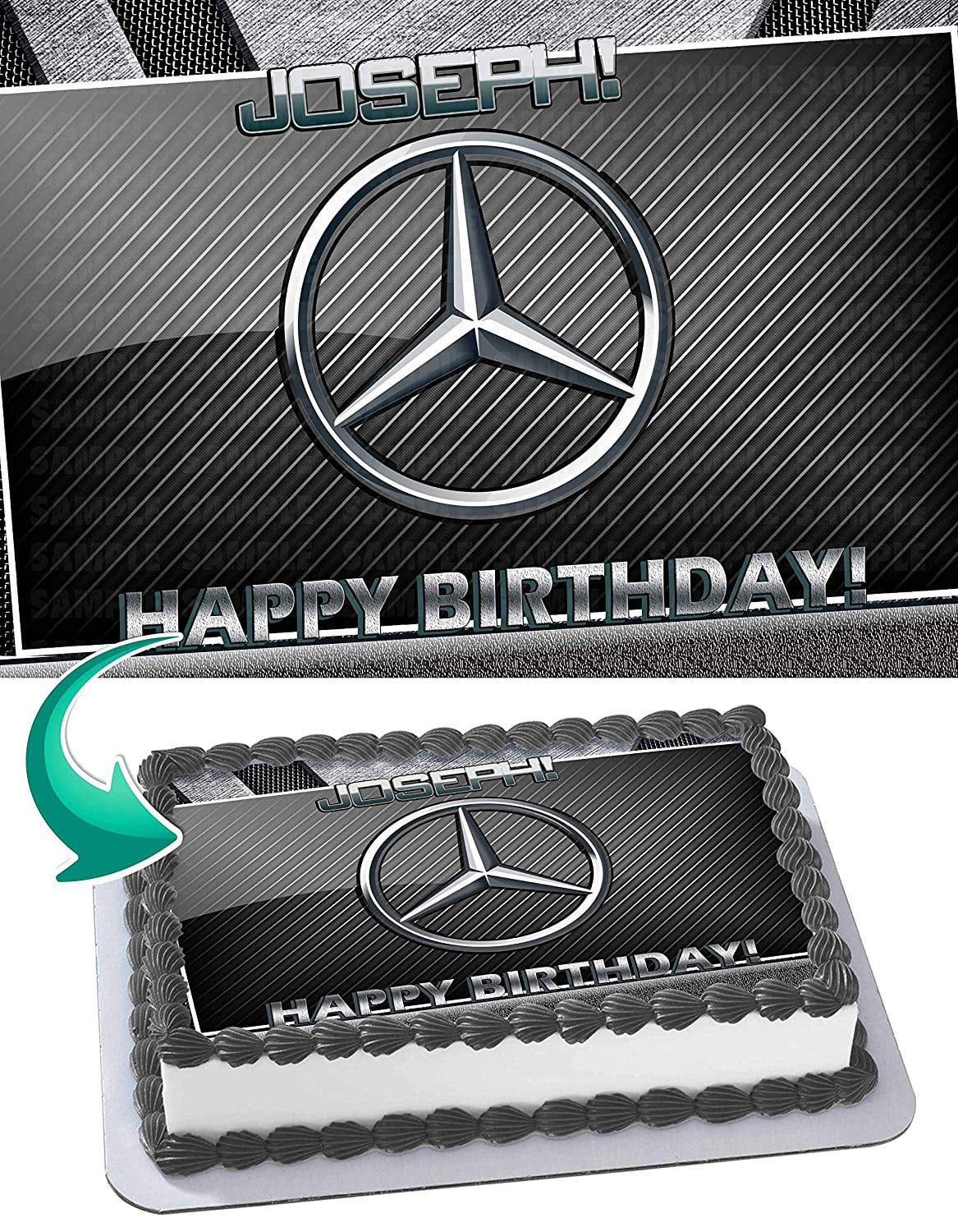 Mercedes-Benz - Edible Cake Topper - 11.7 x 17.5 Inches 1/2 Sheet ...