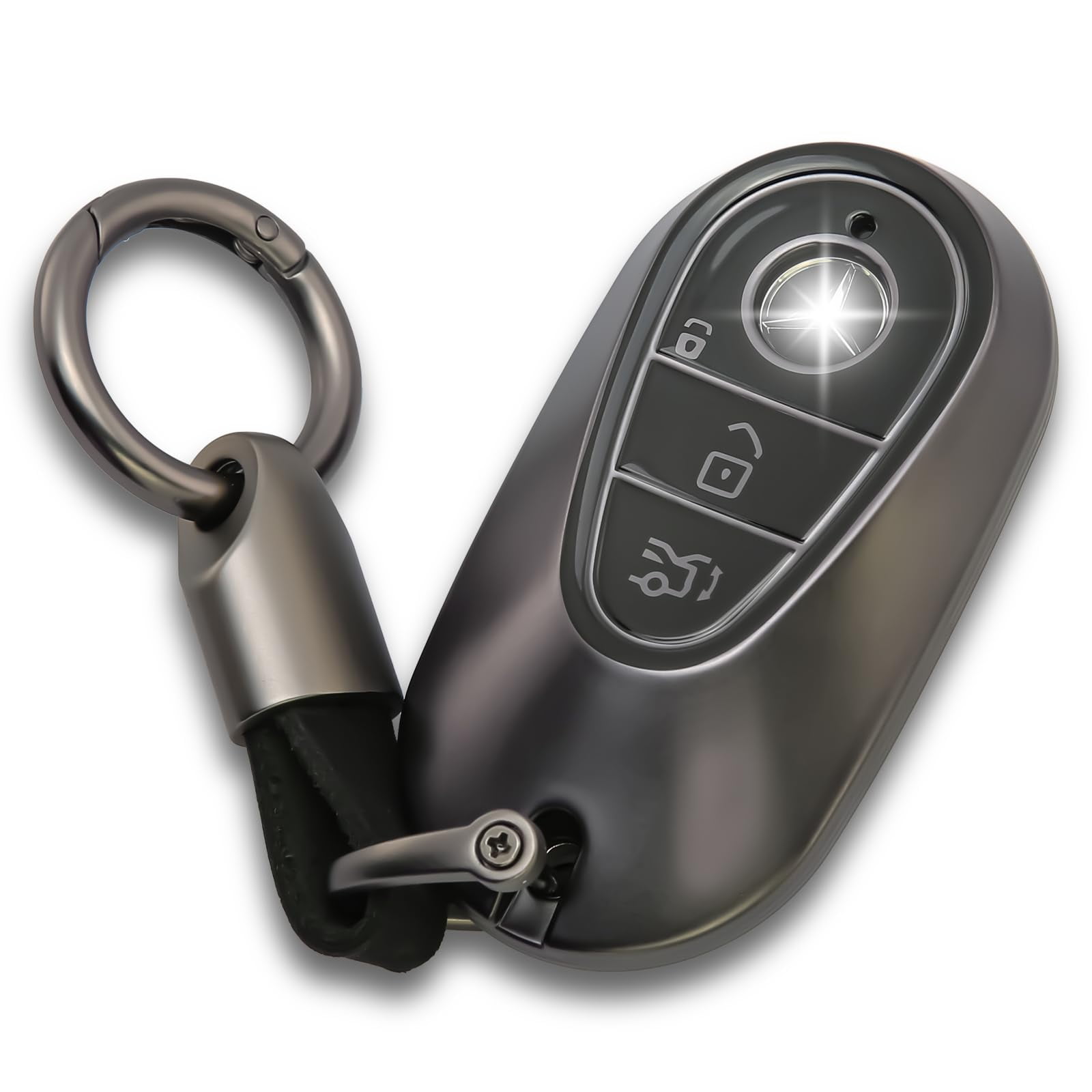 for Mercedes Benz Key SSF20 fob Cover with Metal Keychain Case Key ...