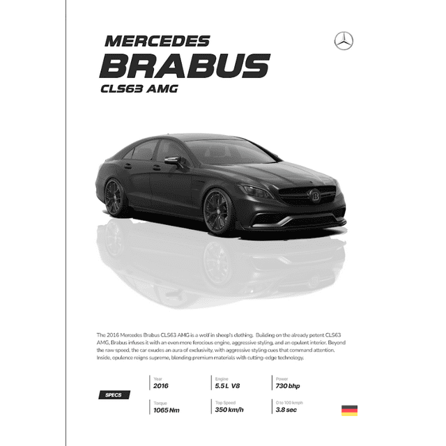 Mercedes Brabus CLS63 AMG 24x36 Poster - High Performance, Luxury Sedan ...