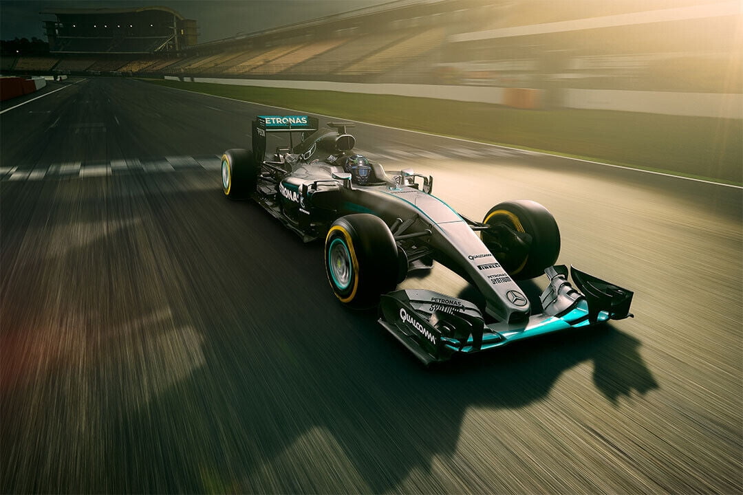 Mercedes F1 in Race Track Racing Car Formula Wall Art Home Decor ...
