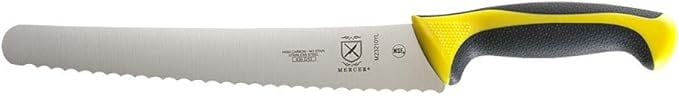 Mercer Culinary Millennia 10" Steel Wavy Edge Bread Knife, Yellow ...