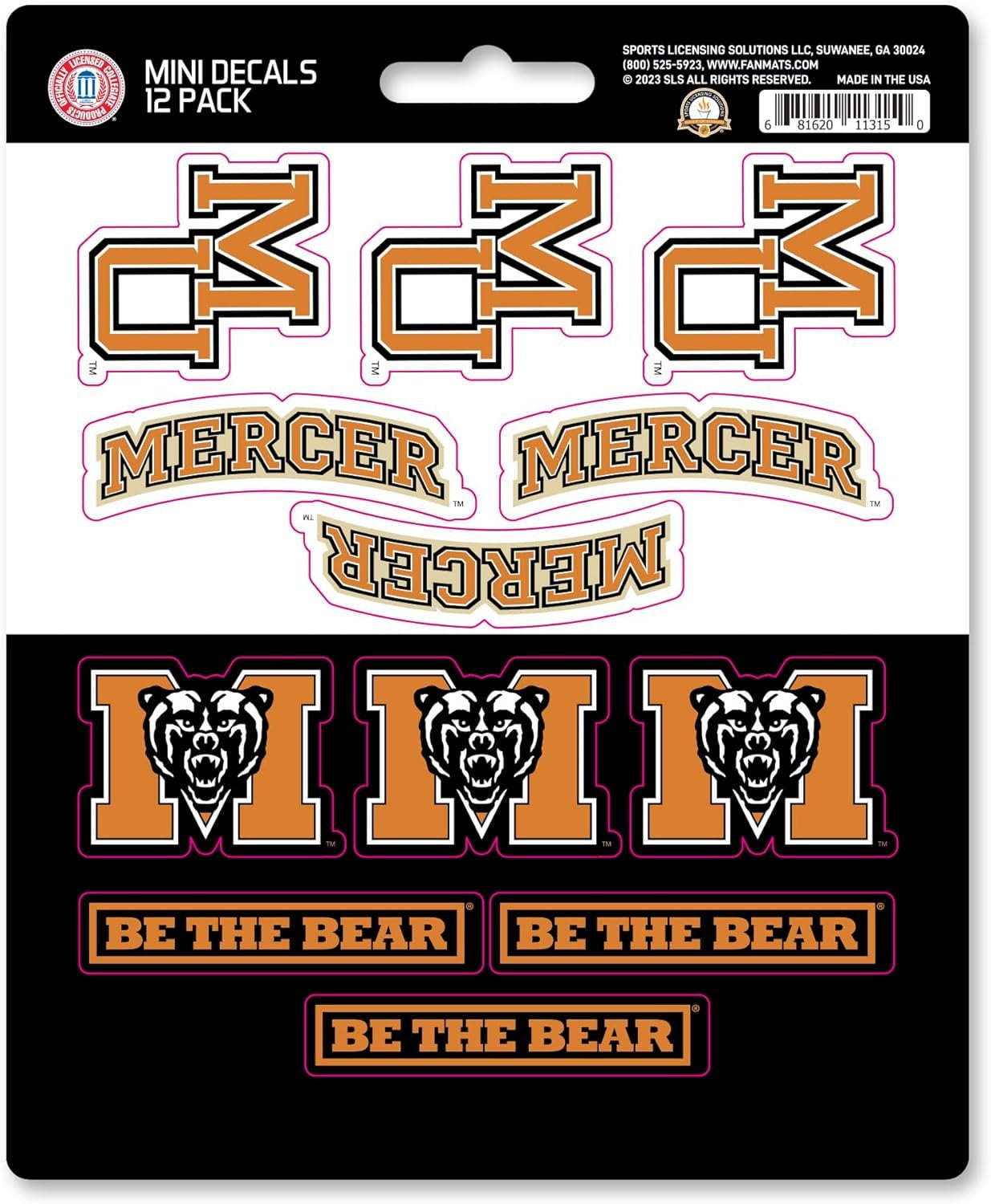 Mercer University Bears 12-Piece Mini Decal Sticker Set, 5x6 Inch Sheet ...