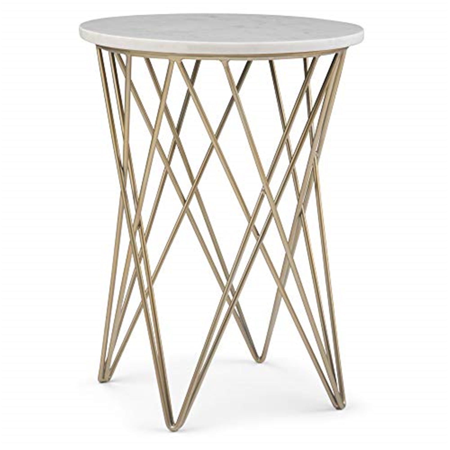 Sandy Modern Industrial 16 inch Wide Metal Accent Side Table in White ...