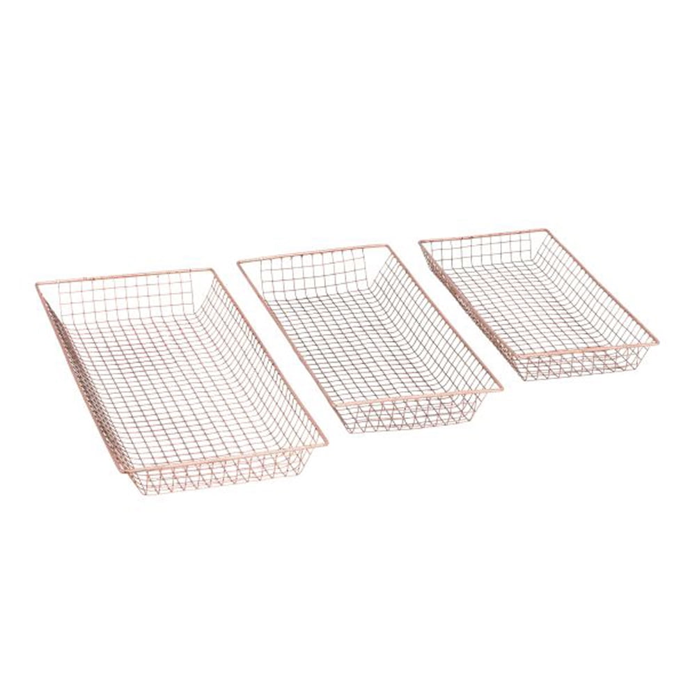 Stylish Metal Rectangular Basket Set Of 3 - Walmart.com