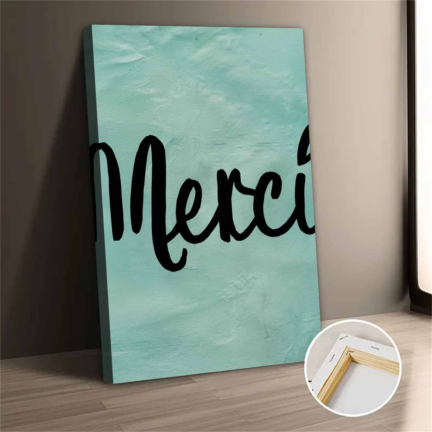 Merci Canvas Wall Art Print For Bedroom Living Room Decor - Walmart.com