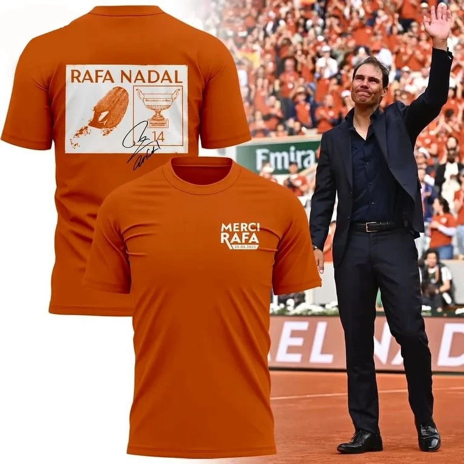 Merci Rafa 2025 United Fans Tribute Roland Garros Gift T-Shirt ...