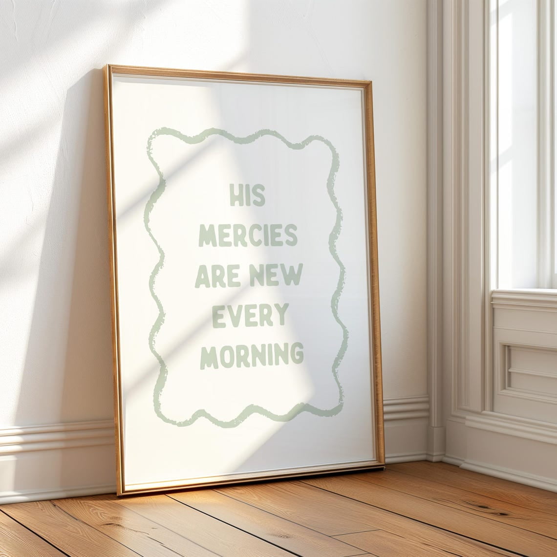 His Mercies Are New Christian Wall Art Bible Verse Quote Coastal ...