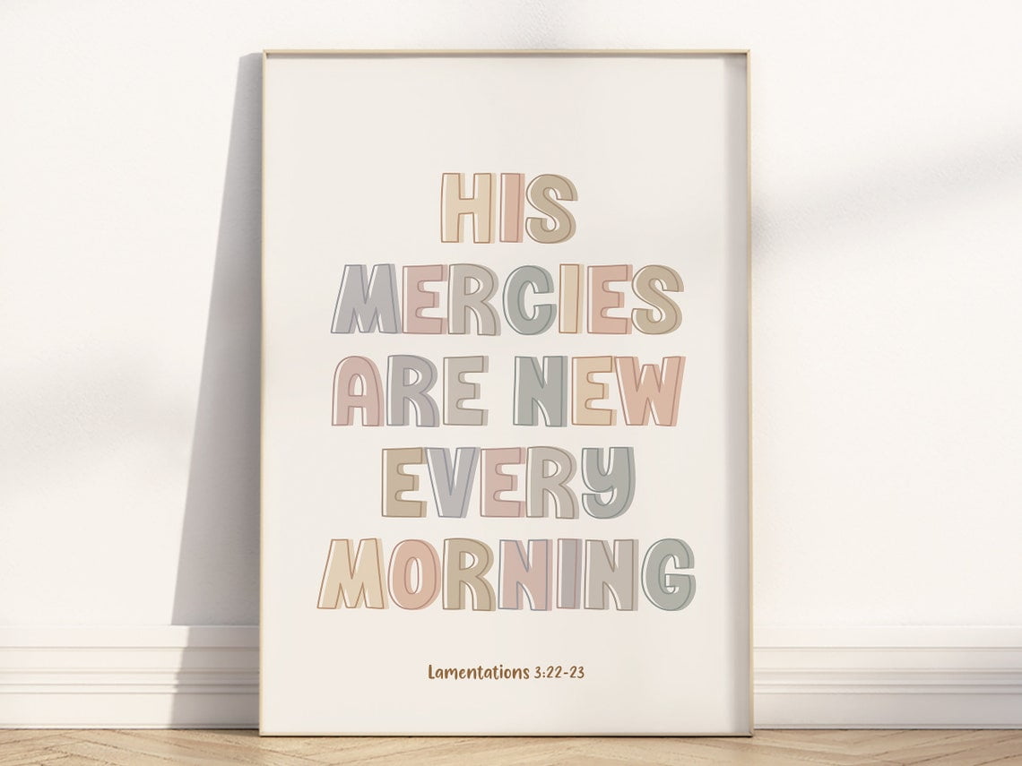 His Mercies Are New Every Morning Bible Verse Wall Art, Modern Boho ...
