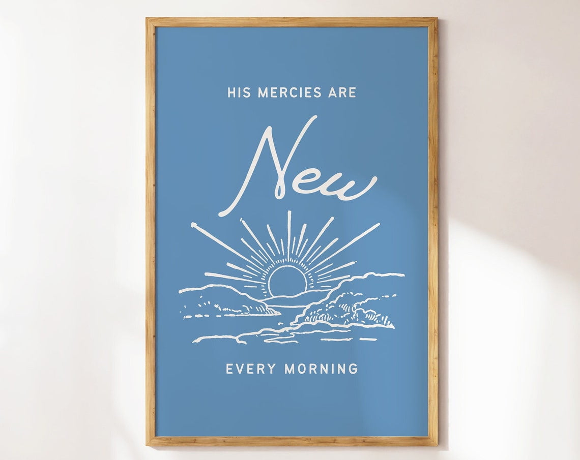 His Mercies Are New Every Morning Minimalist Christian Wall Art Vintage ...