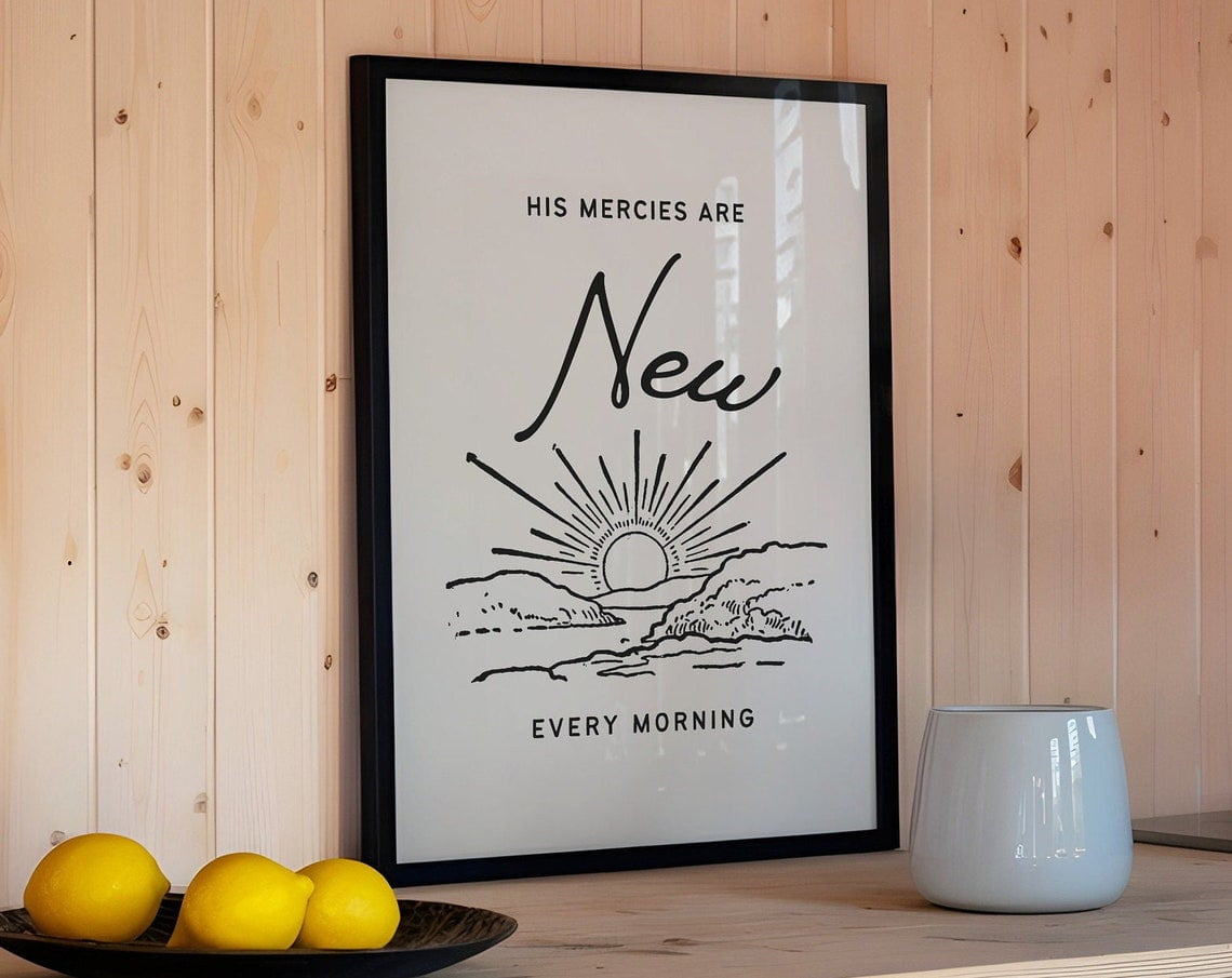 His Mercies Are New Every Morning Minimalist Christian Wall Art Vintage ...