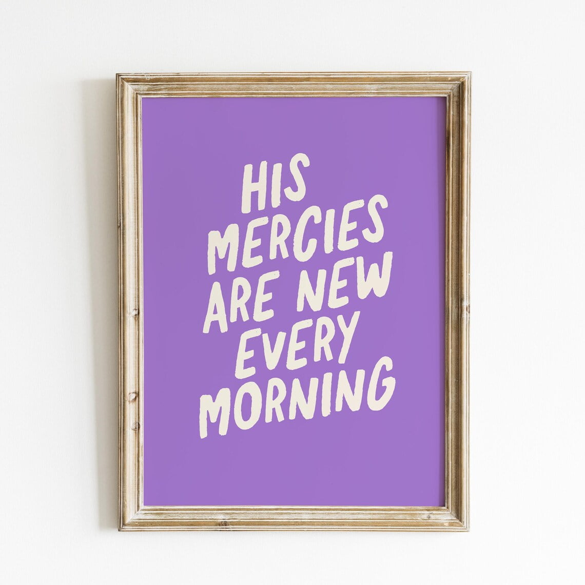 His Mercies Are New Minimalist Purple Christian Typography Trendy Art ...