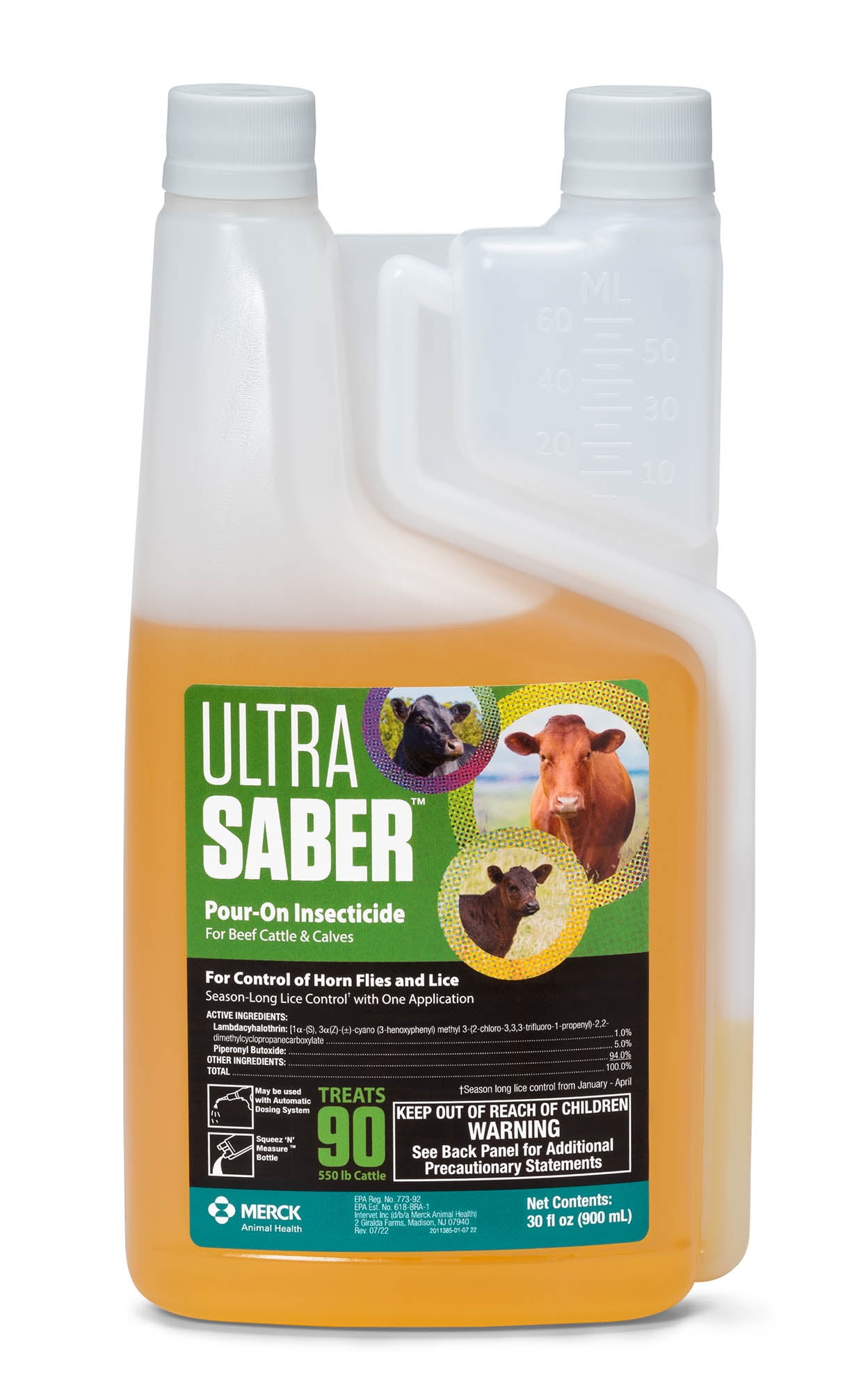 Merck Animal Health UltraSaber Pour-On Insecticide for Beef Cattle and ...