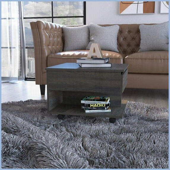 Mercuri Lift Top Coffee Table with Locking Casters - Carbon Espresso ...
