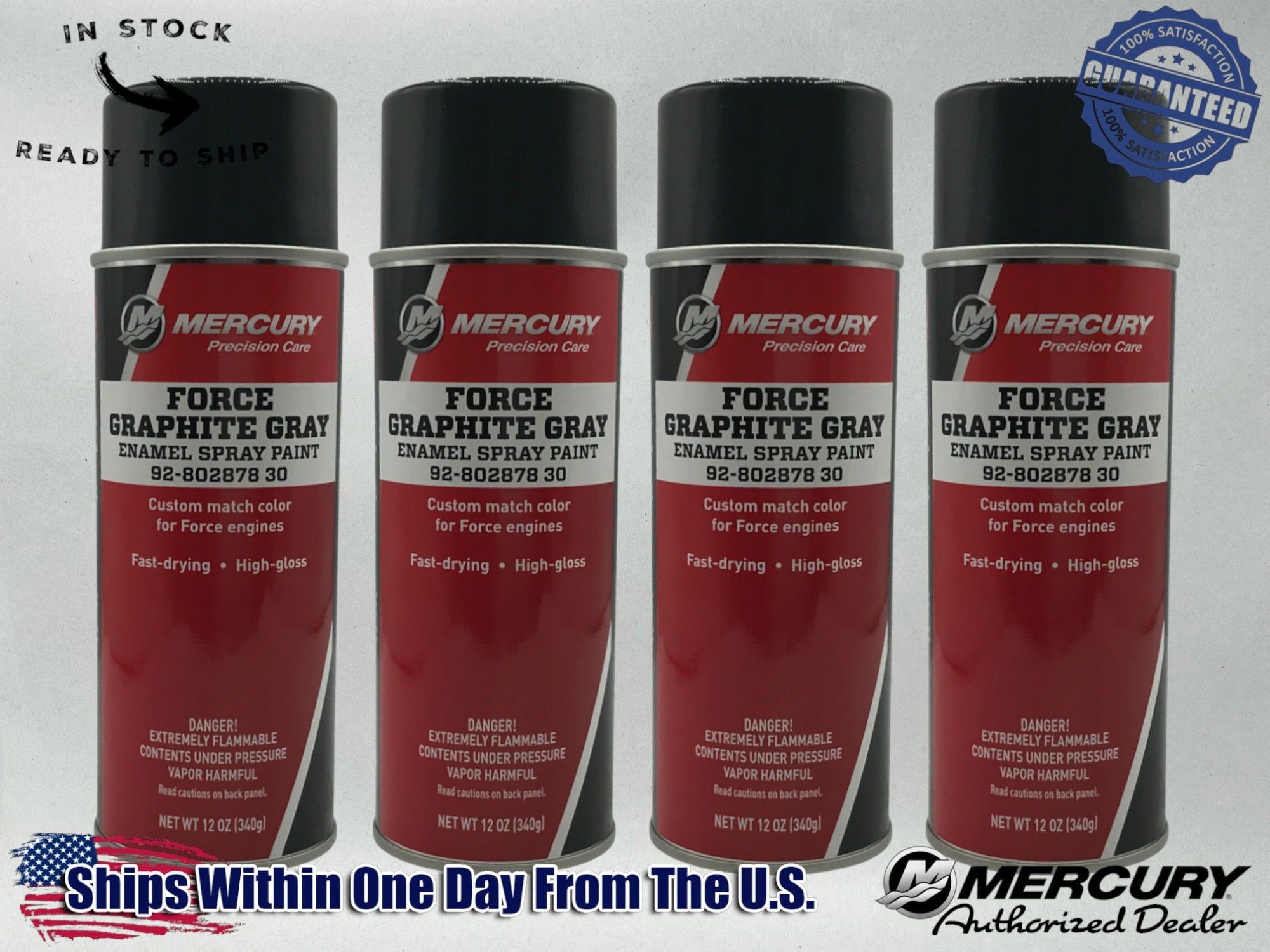 Mercury Genuine OEM Graphite Grey Spray Paint 12 OZ 92-80287830 4 Pack ...