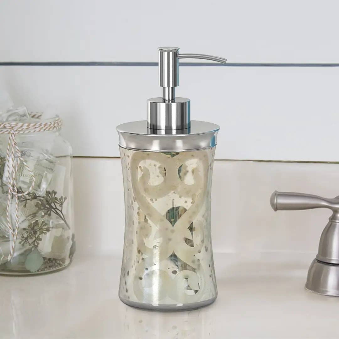 Mercury Glass Liquid Soap Dispenser Pump Bottle | Bathroom Vanity ...