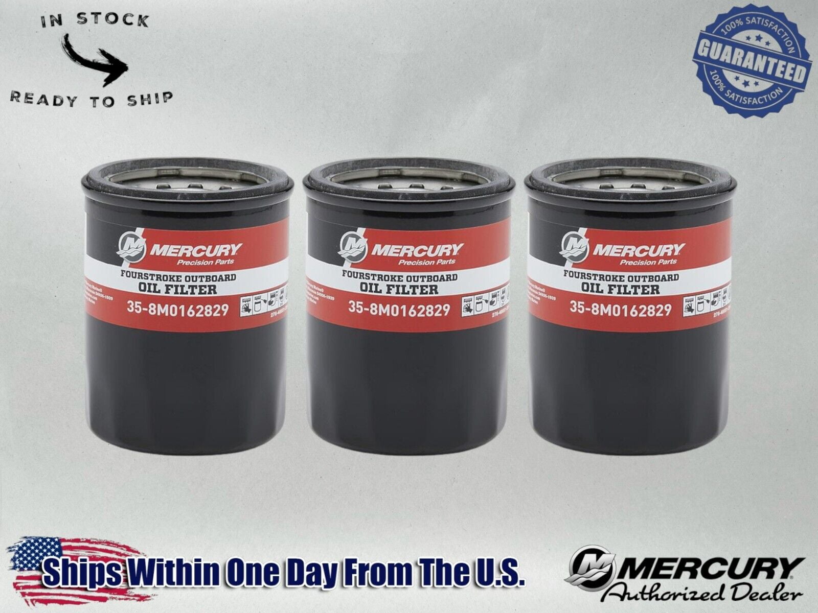 Mercury OEM Outboard Oil Filter for Mercury 25-115hp 8M0162829-3PACK ...