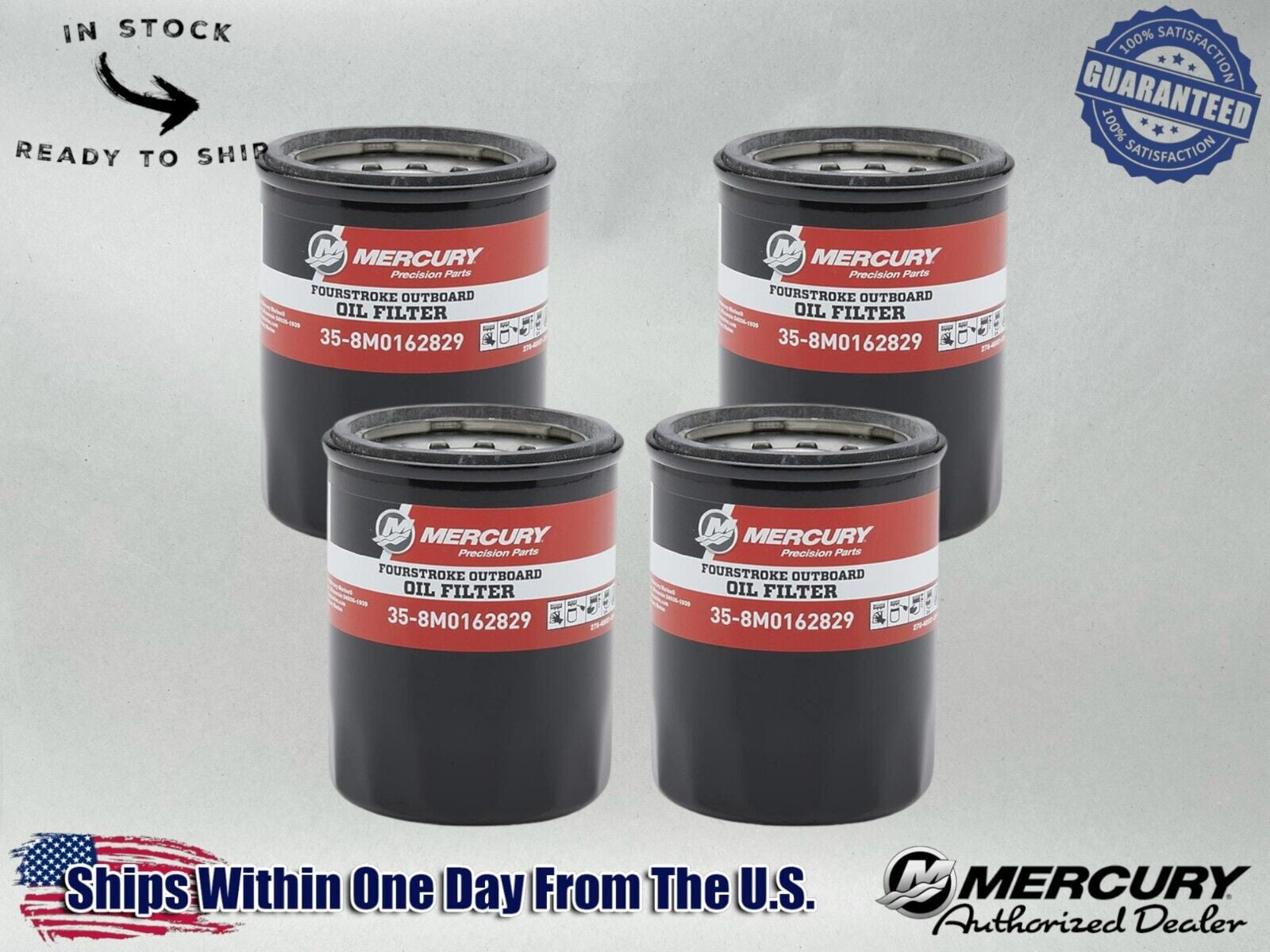 Mercury OEM Outboard Oil Filter for Mercury 25-115hp 8M0162829-4PACK ...