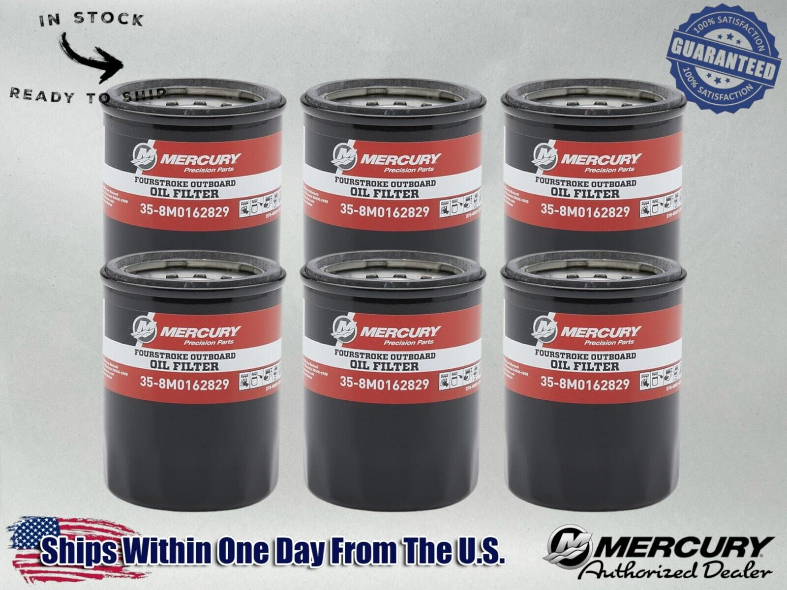 Mercury OEM Outboard Oil Filter for Mercury 25-115hp 8M0162829-6PACK ...