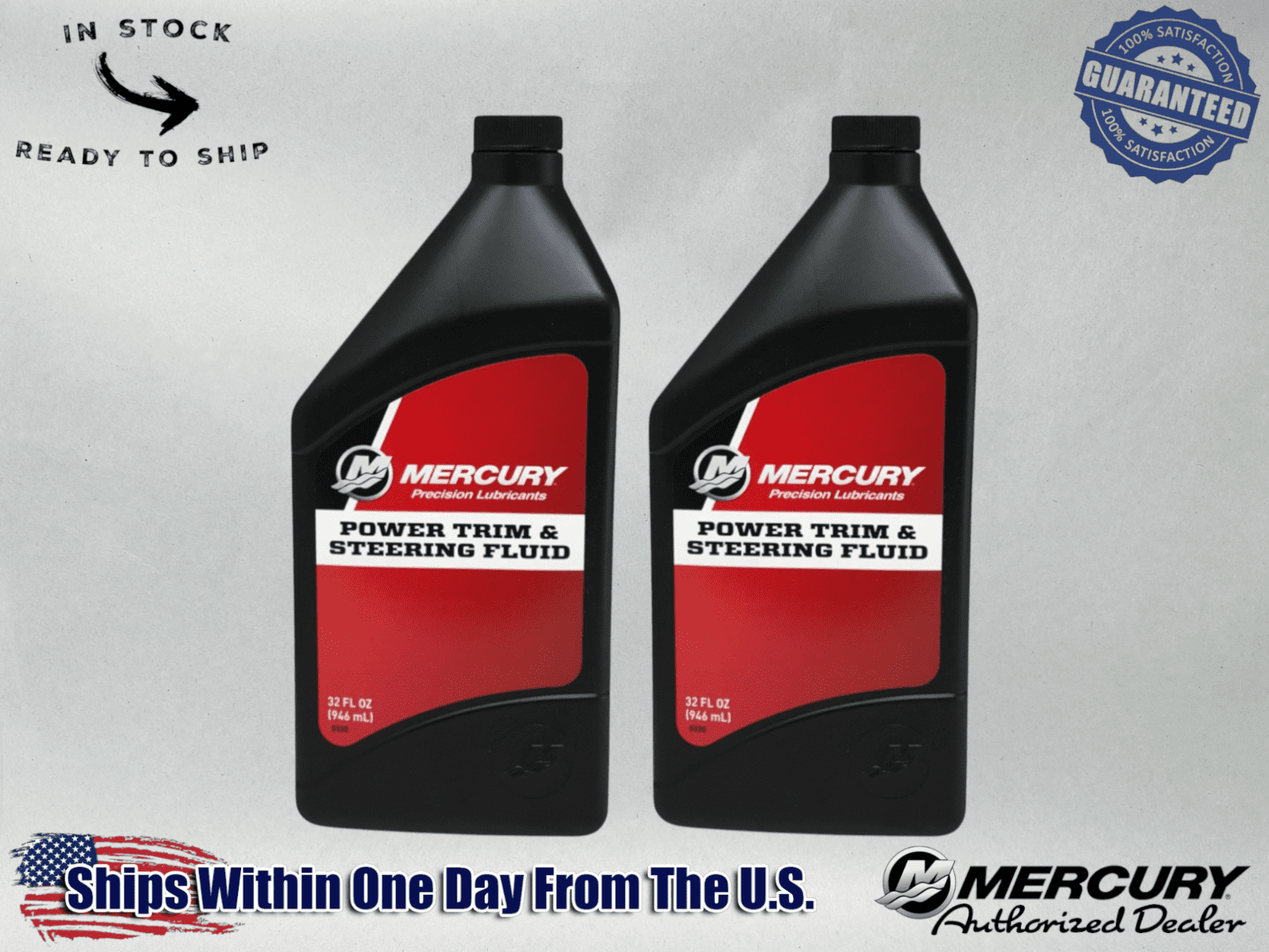 Mercury OEM Power Trim & Steering Fluid Quarts 92-858075K01 2 Pack ...