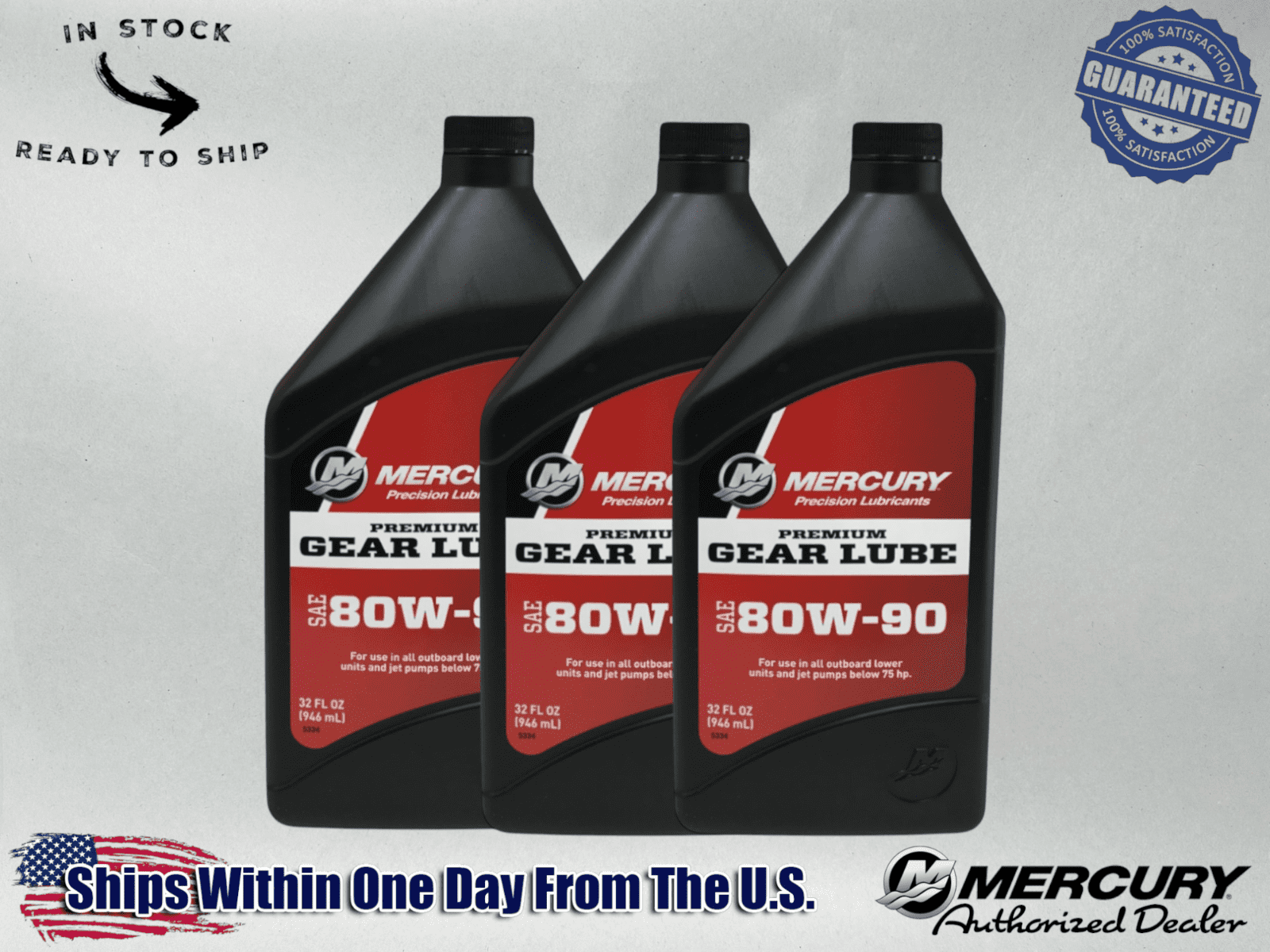 Mercury OEM Premium Gear Lube SAE 80W90 Quarts 92-858058K01 3 Pack ...