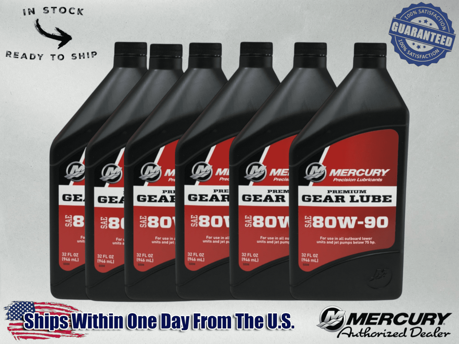 Mercury OEM Premium Gear Lube SAE 80W90 Quarts 92-858058K01 6 Pack ...