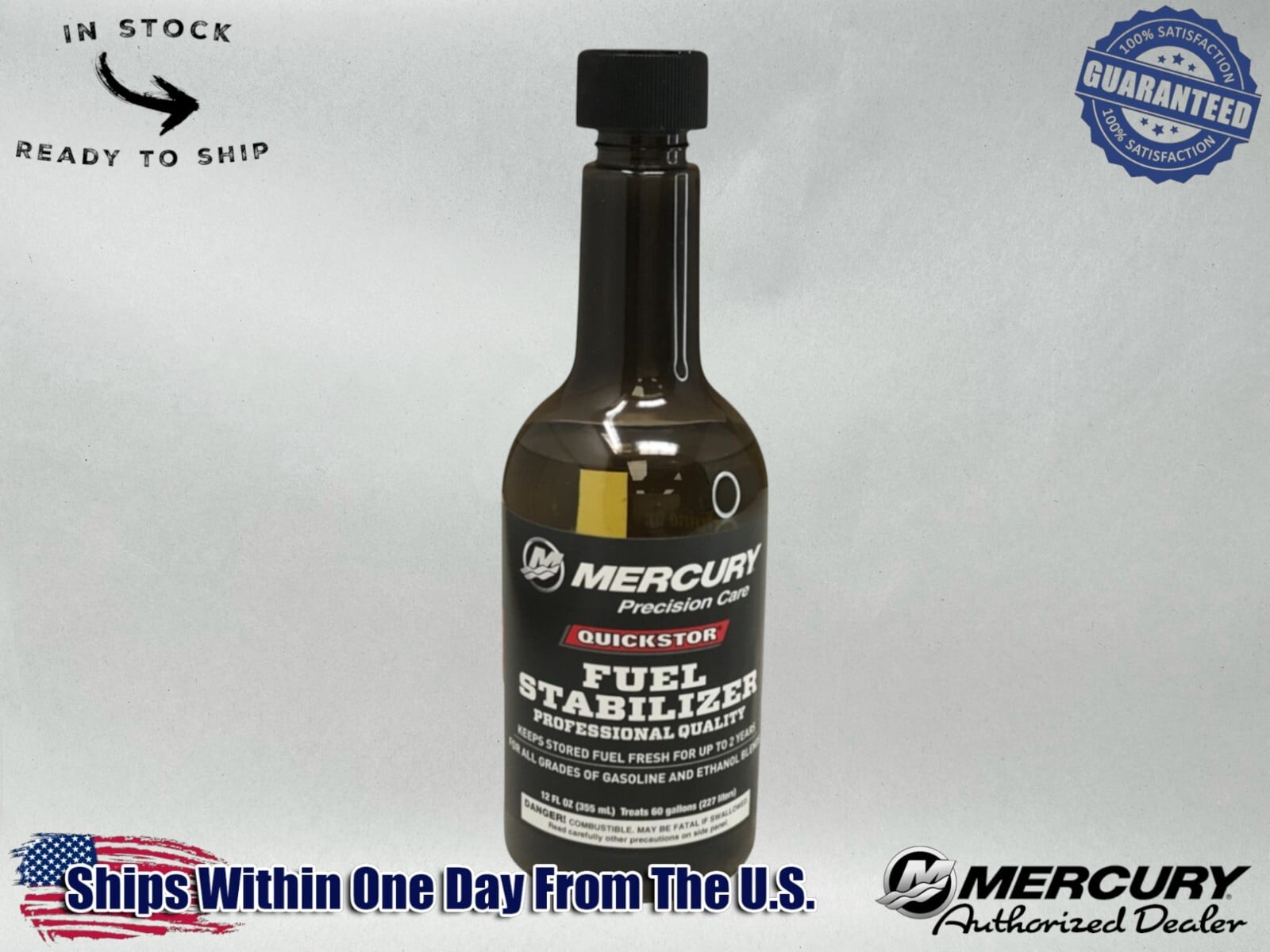 Mercury OEM Quickstor Fuel System Treatment & Stabilizer 12 Oz 92 ...