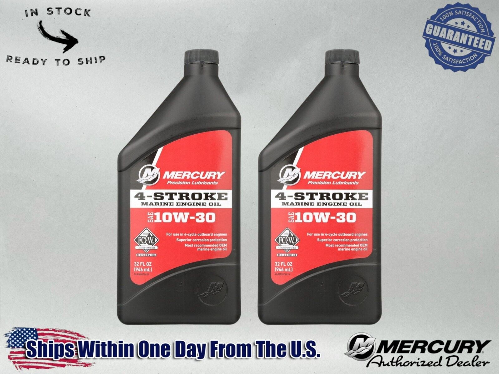 Mercury OEM SAE 10W-30 Mineral 4-Stroke Marine Engine Oil Quart ...