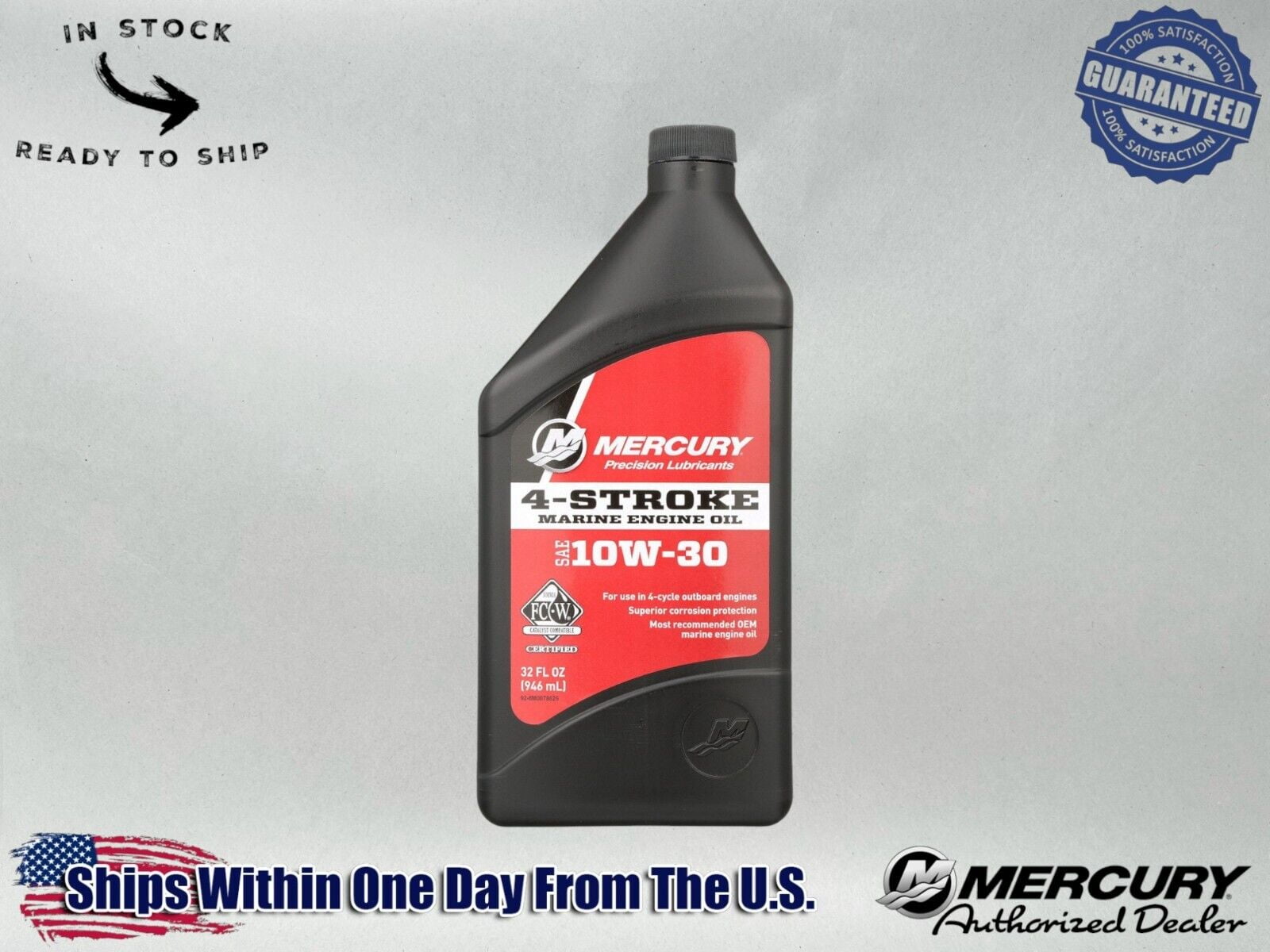 Mercury OEM SAE 10W-30 Mineral 4-Stroke Marine Engine Oil Quart ...
