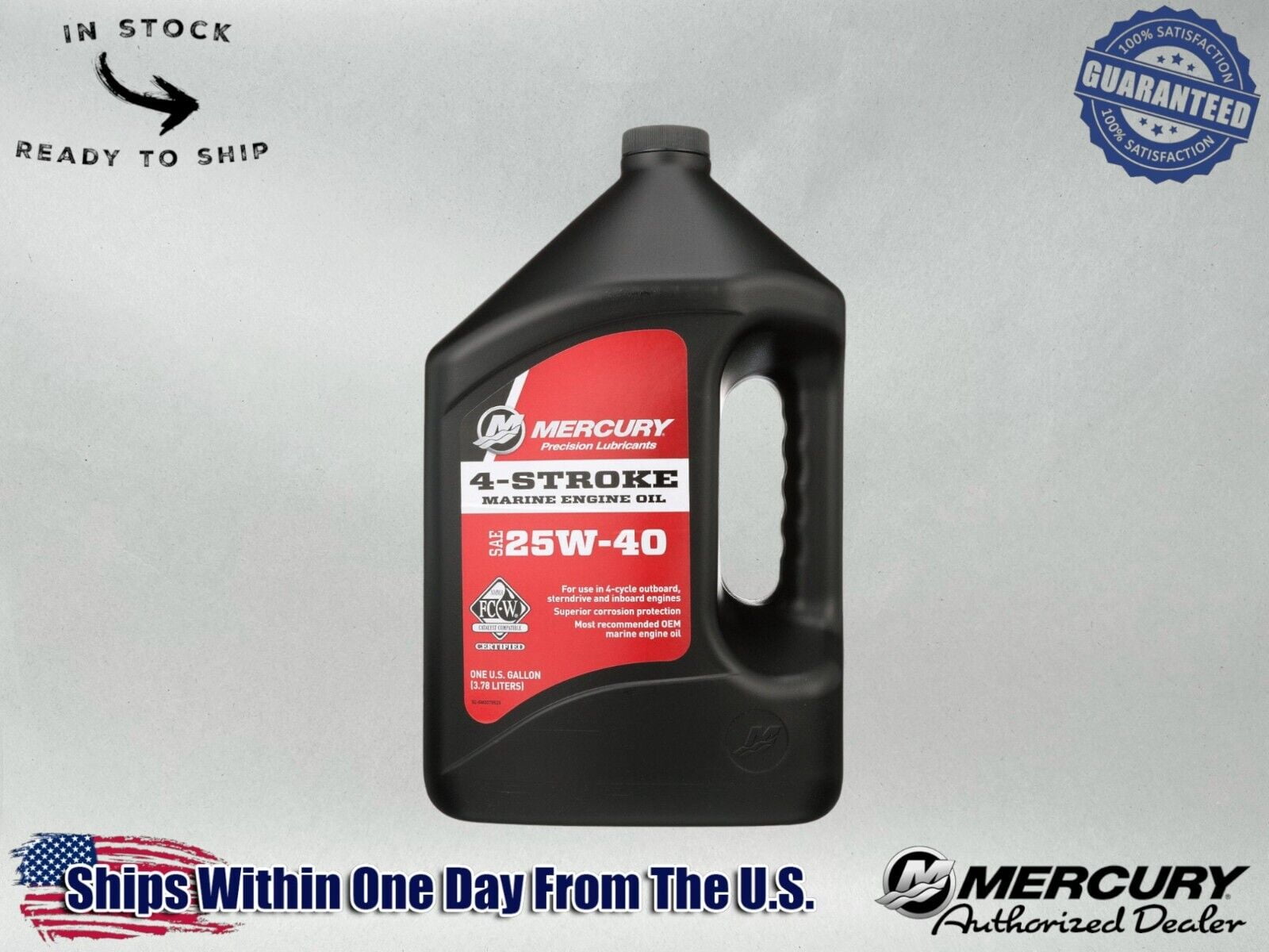 Mercury OEM SAE 25W-40 4-Stroke Marine Engine Oil 1 Gallon 8M0078628 ...