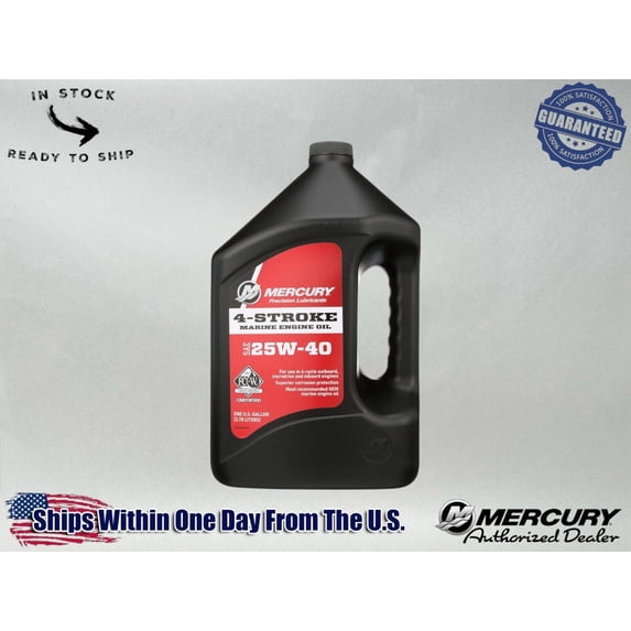 Mercury OEM SAE 25W-40 4-Stroke Marine Engine Oil 1 Gallon 8M0078628 ...