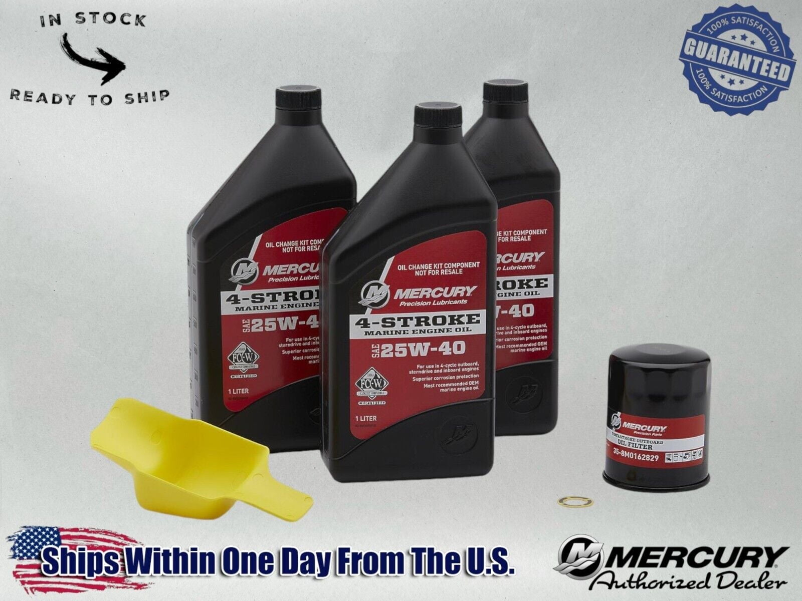 Mercury OEM SAE 25W-40 OB Oil Change Kit for Mercury 40/50/60hp EFI ...