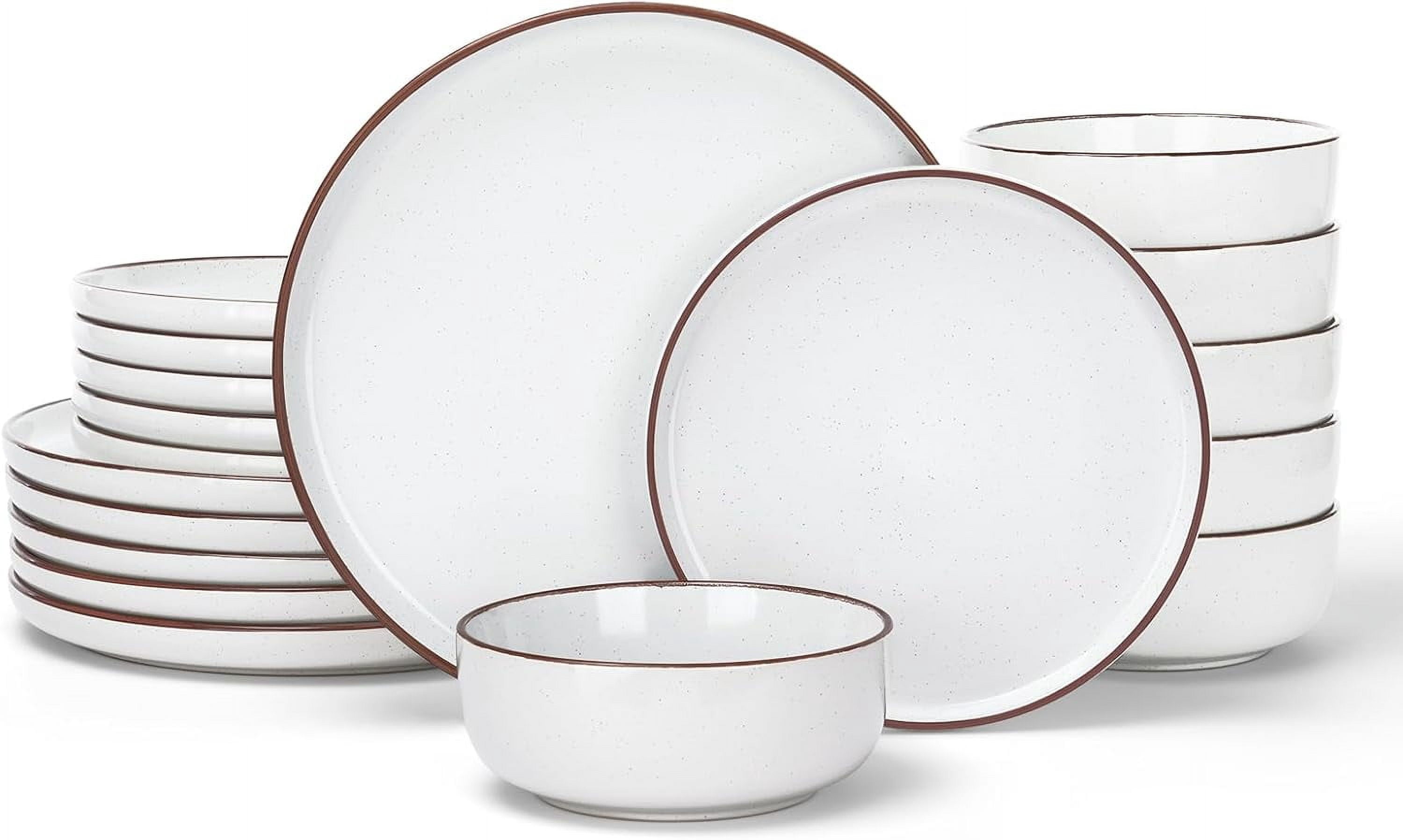 Mercury Plates and Bowls Sets, 18 Pieces Stoneware Dinnerware Sets ...