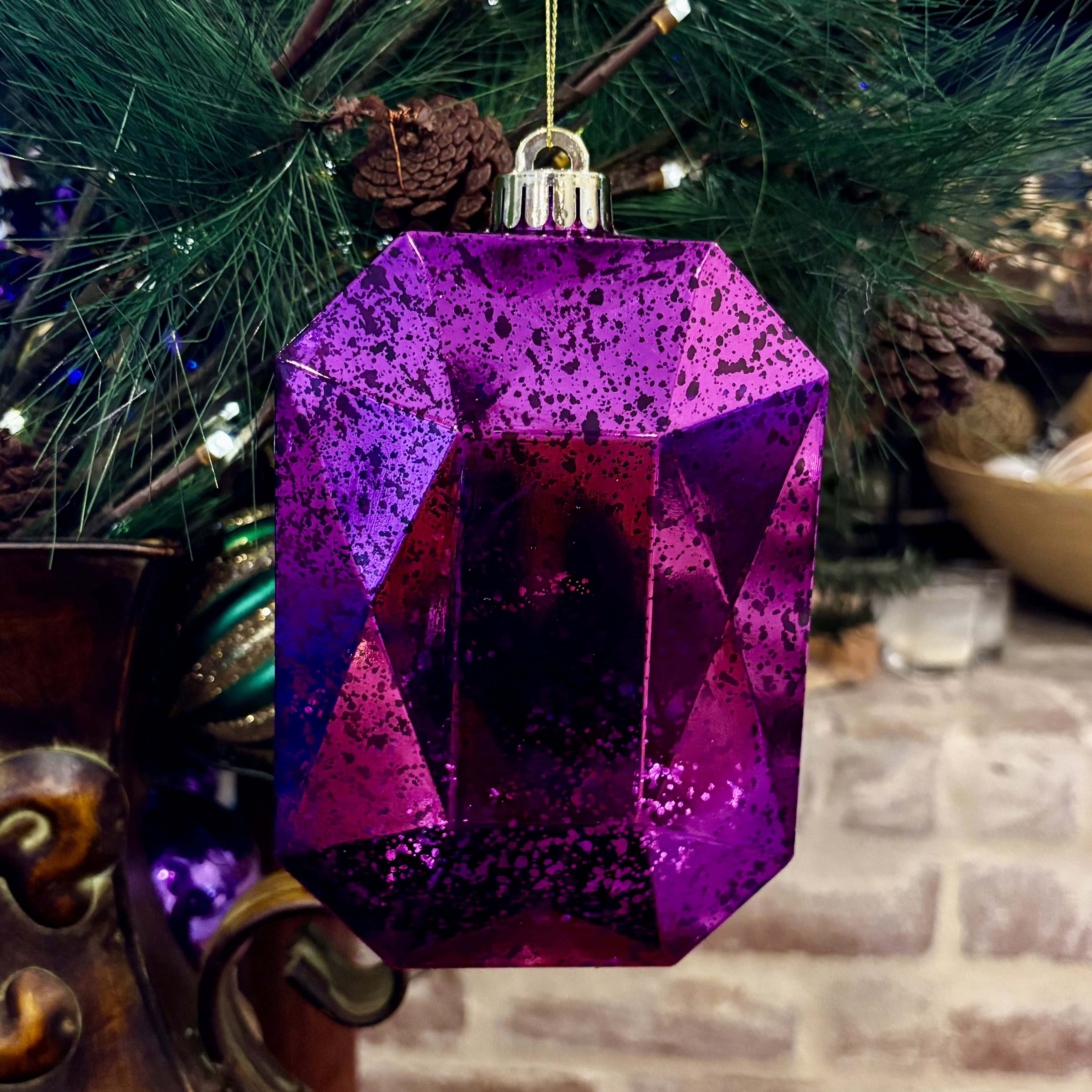 Mercury Purple Gem Ornament, Emerald Green, Distressed Vintage Cut ...