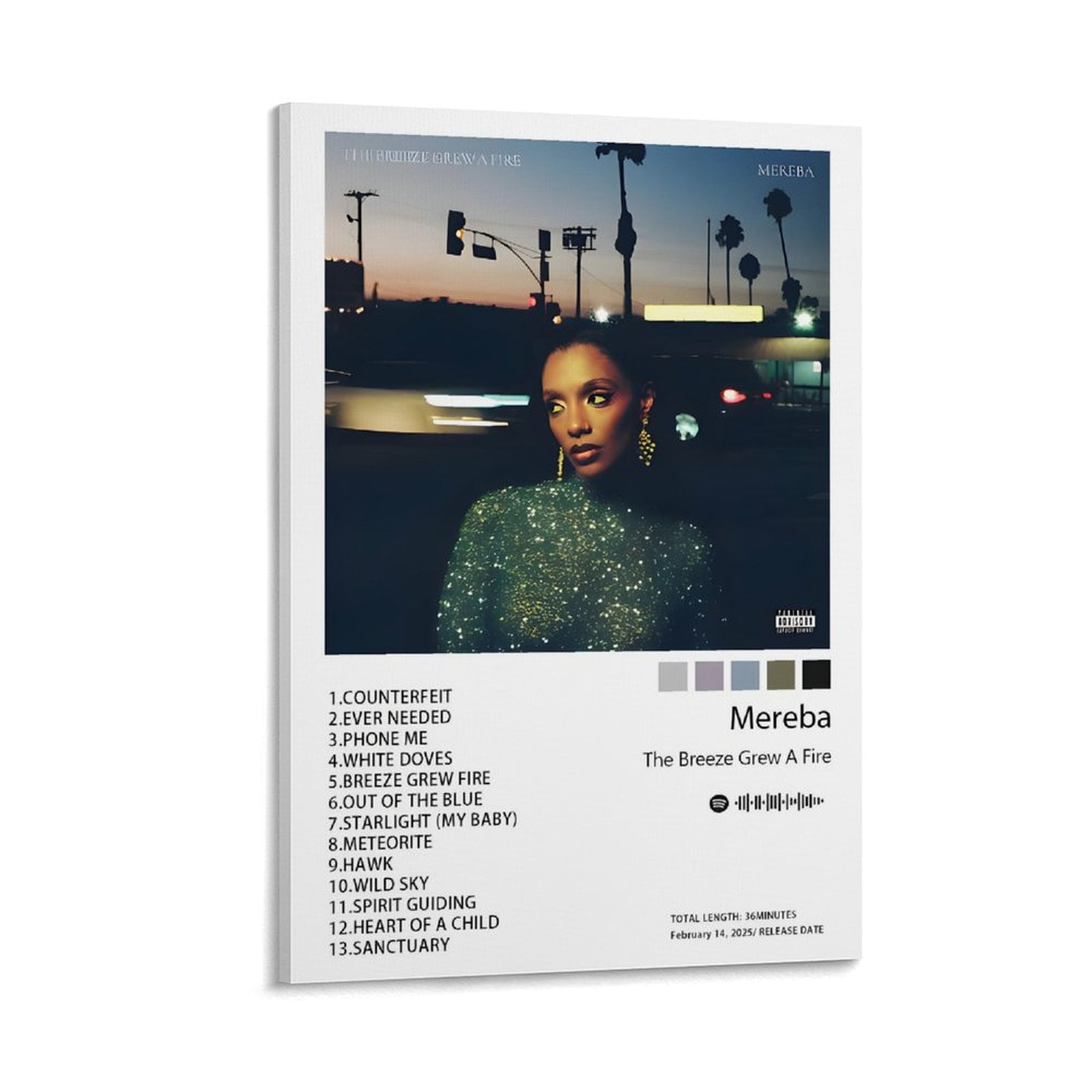 Mereba The Breeze Grew A Fire Album Cover Poster Canvas Wall Art Painting Living Room Posters ...