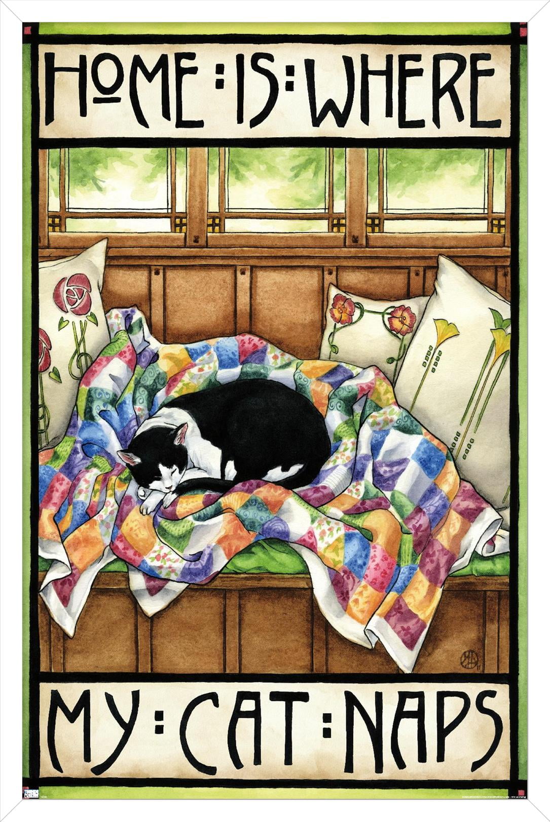 Meredith Dillman - Home Is Where My Cat Naps Wall Poster, 14.725" x 22. ...