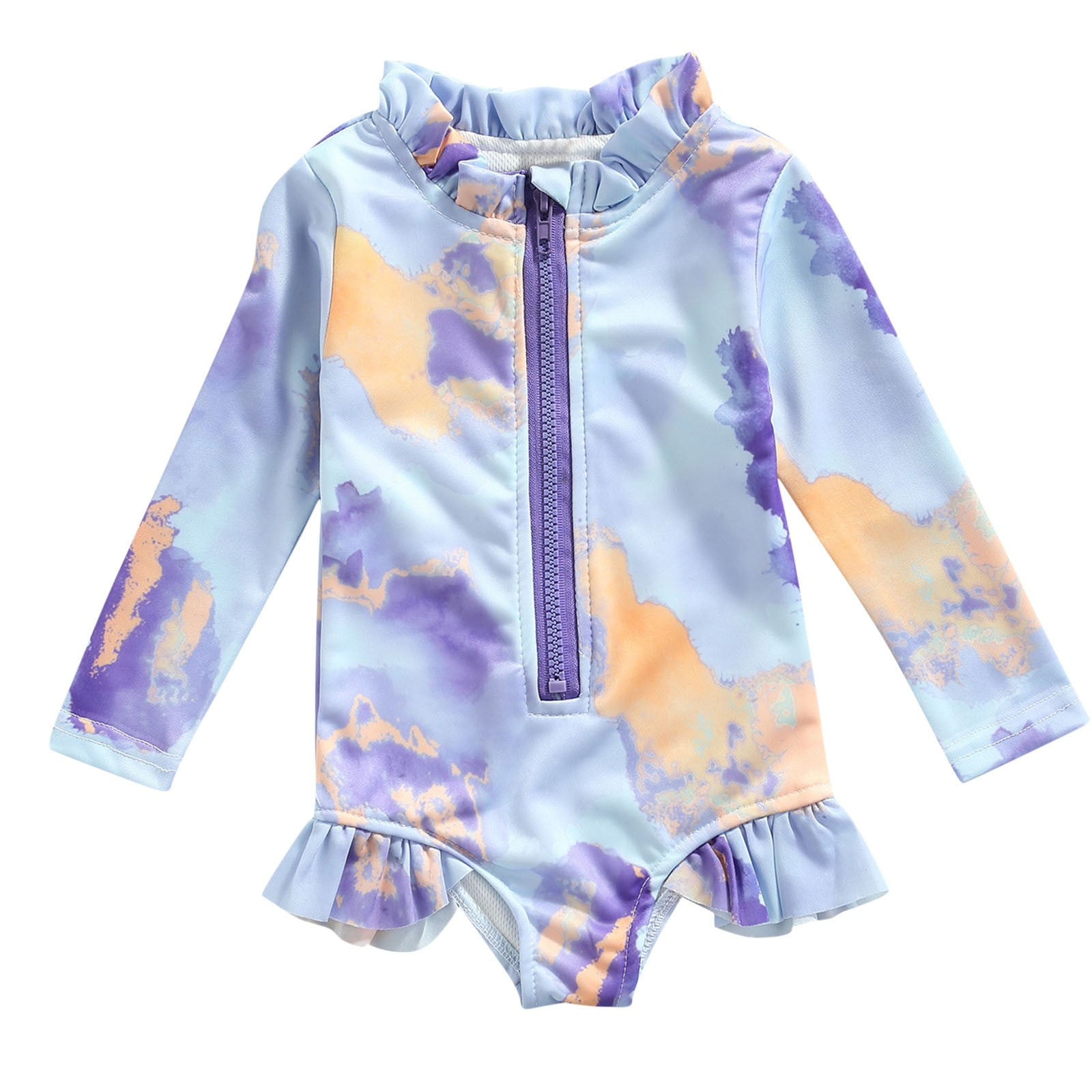 ZACPNCV Baby Rash Guard Swimsuits Toddler Girls Long Sleeve Tie-Dye ...