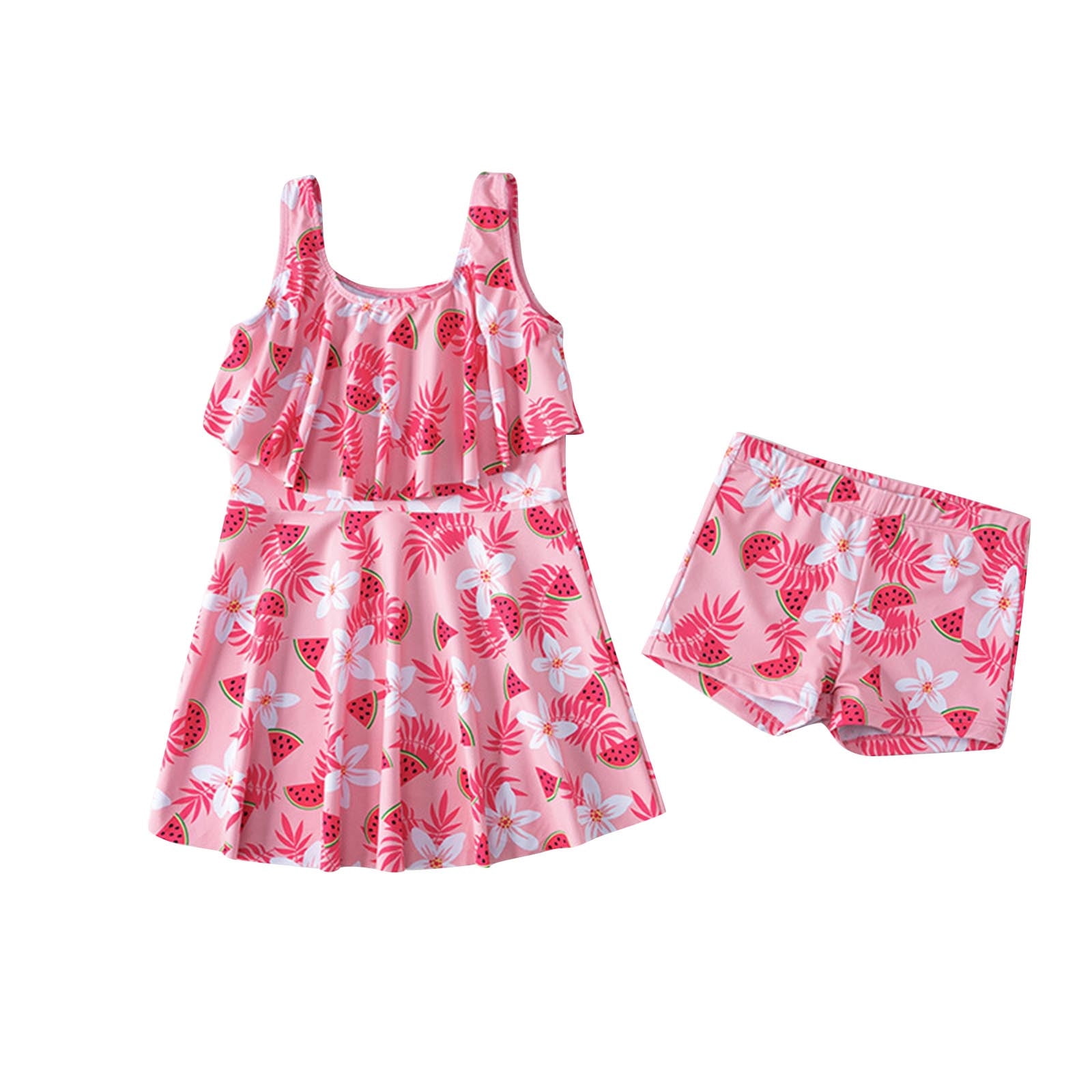 ZACPNCV Girls Swimsuits Two Piece Sleeveless Skirt and Swimsuit Set ...