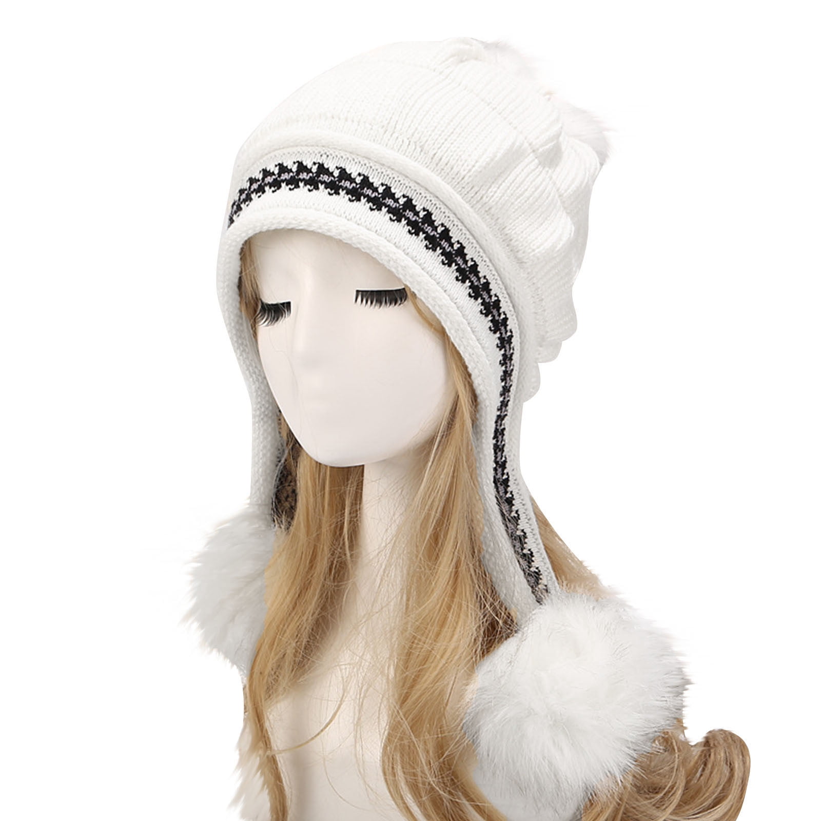 ZACPNCV Girls Winter Cover Ears Beanie Hat Ear Flaps Ski Snow Hats Knit ...