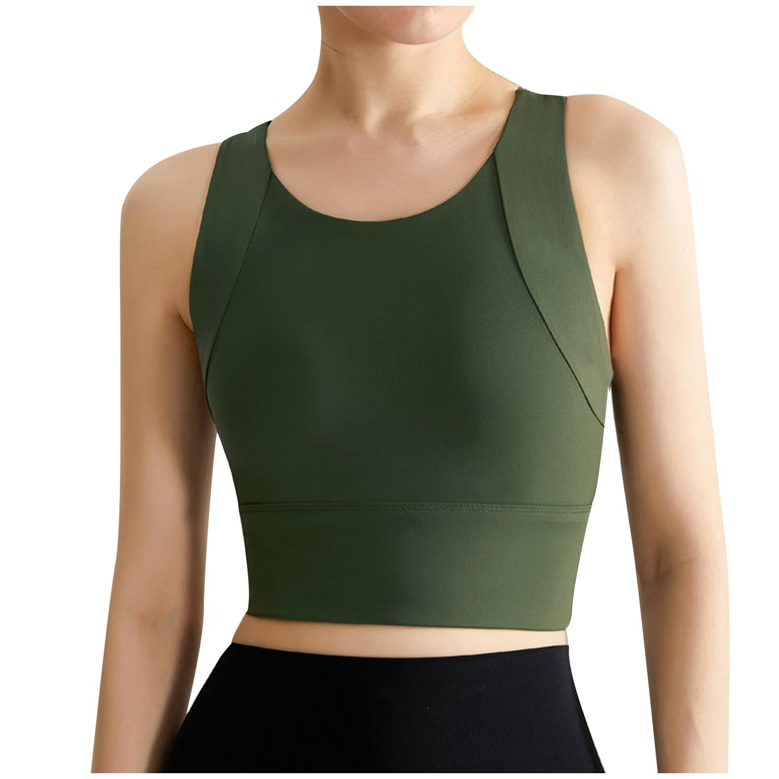 ZACPNCV High Neck Longline Sports Bras for Women - Padded Workout Crop Tank Tops with Built in ...